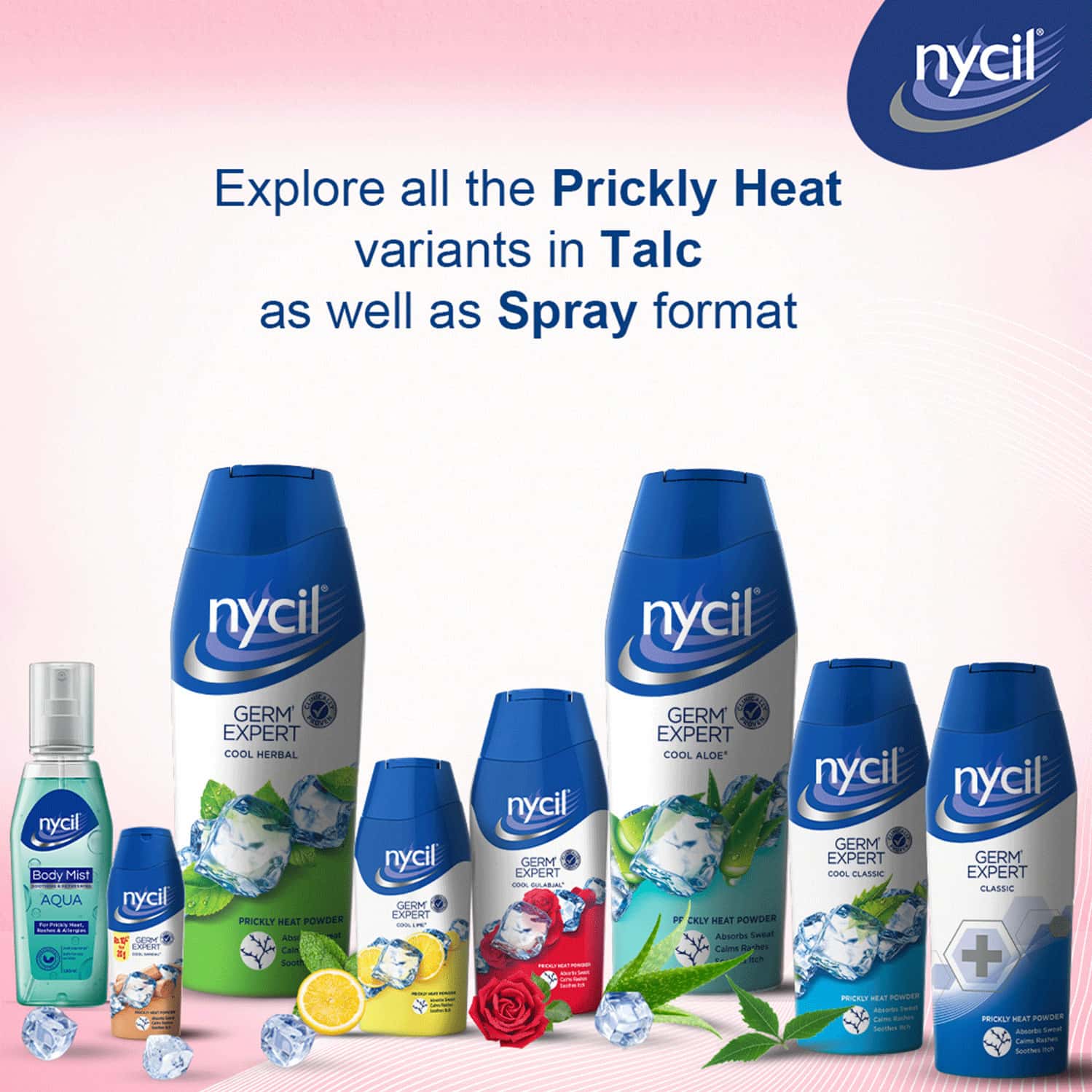 Buy NYCIL COOL GULABJAL PRICKLY HEAT TALCUM POWDER, 150G (GET NYCIL ...