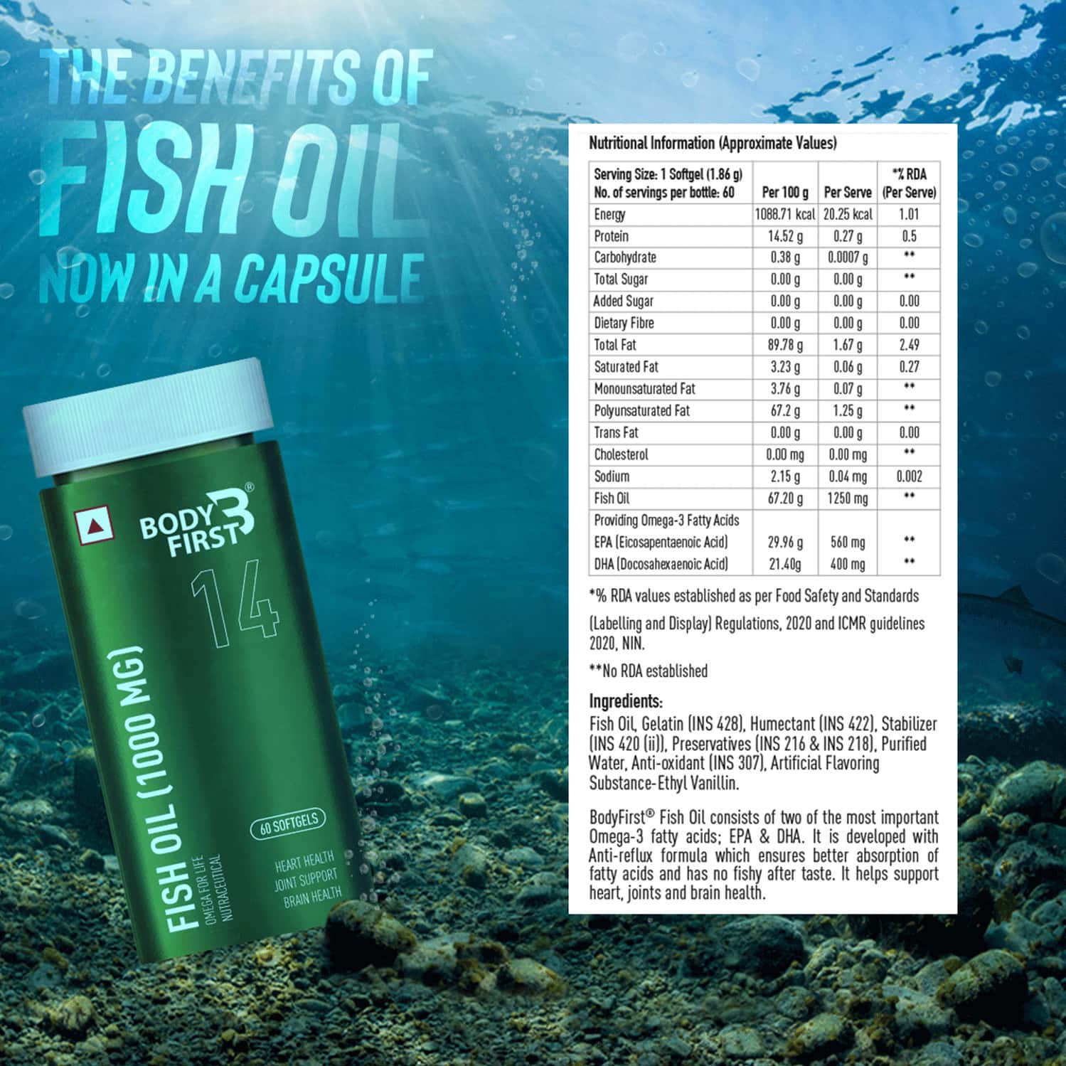 Buy BODYFIRST FISH OIL 1000MG (30 SOFTGELS) Online & Get Upto 60% OFF ...