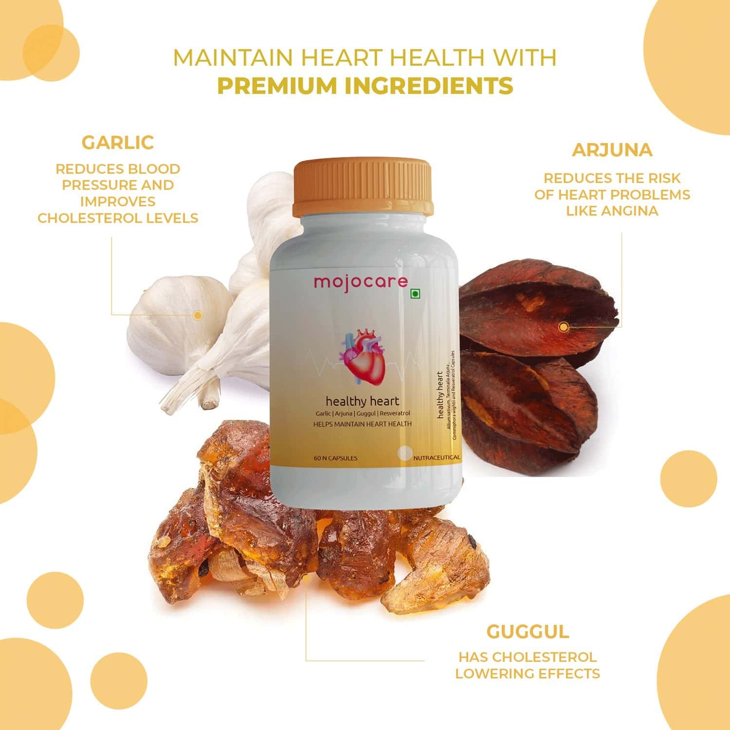 Buy MOJOCARE HEALTHY HEART FOR CARDIOVASCULAR SUPPORT 60 CAPSULE Online ...