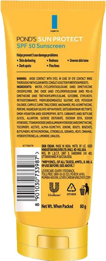 Buy POND'S SUN PROTECT NON-OILY SUNSCREEN SPF 50 - 80 G Online & Get ...