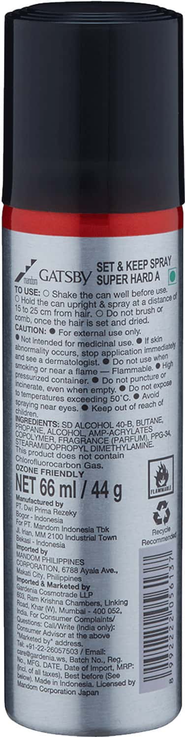 Buy GATSBY HAIR SPRAY SET & KEEP SUPER HARD 66ML Online & Get Upto 60% ...
