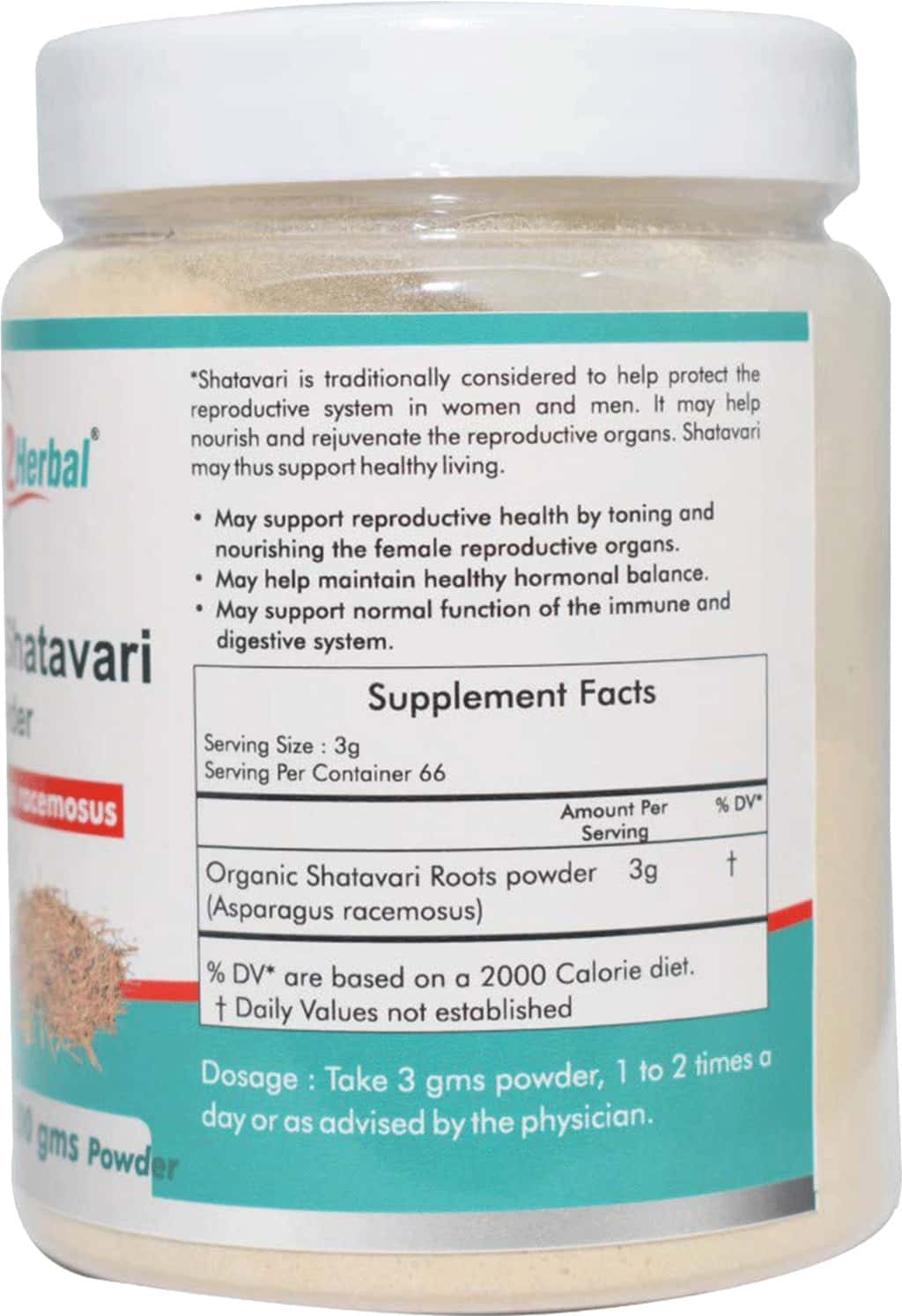 Buy WAY2HERBAL ORGANIC SHATAVARI POWDER FOR WOMEN'S HEALTH 200 GMS ...