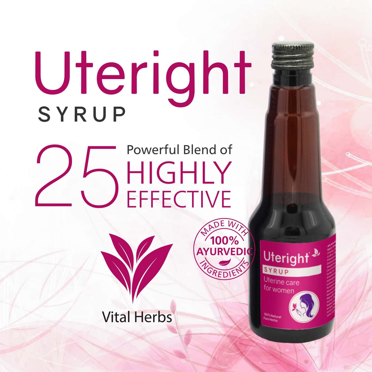 Buy UTERIGHT SYRUP (200 ML - PACK OF 4) HELPS TO STRENGTHEN FEMALE ...