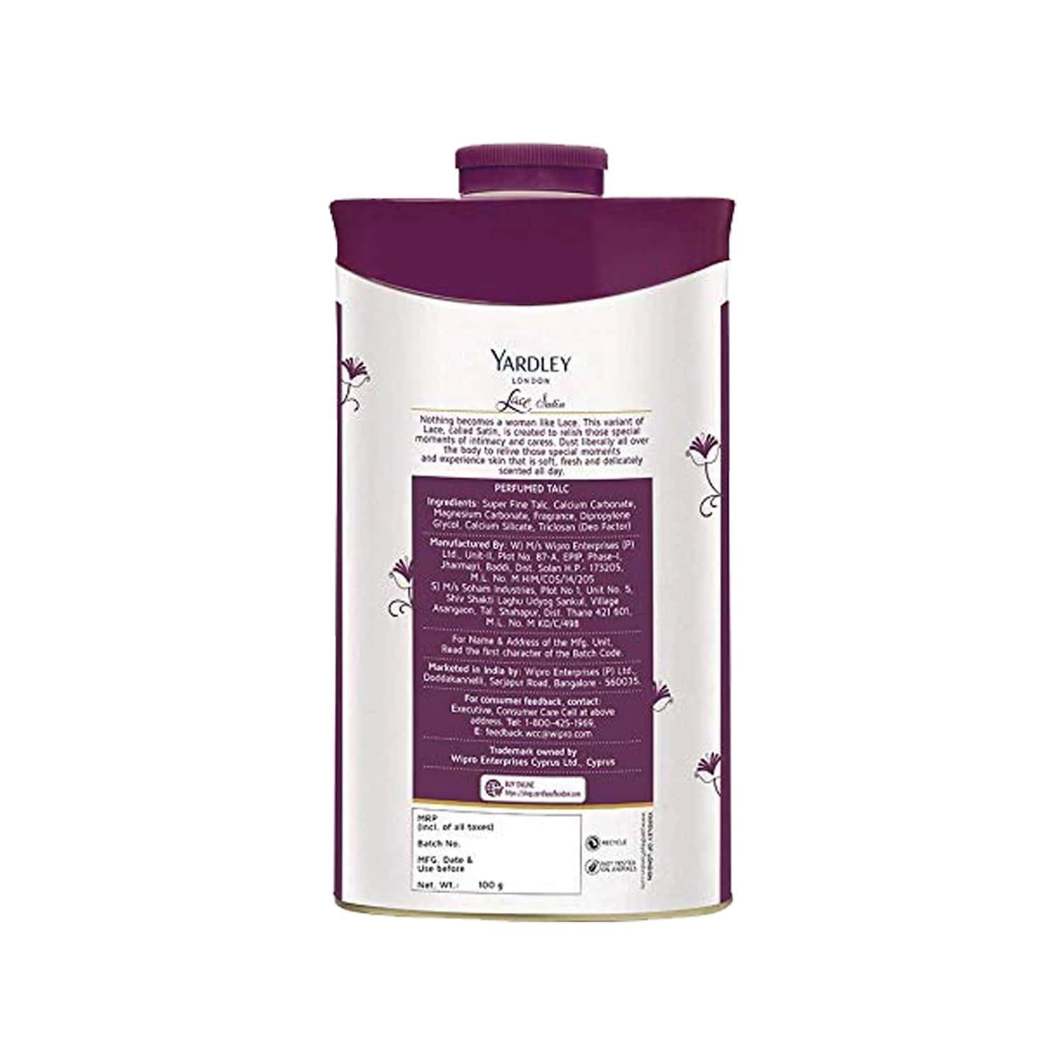 Buy YARDLEY LONDON LACE SATIN TALC - 100 GM Online & Get Upto 60% OFF ...