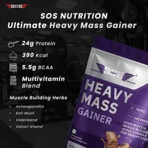 Buy SOS NUTRITION HIGH PROTEIN MASS WEIGHT GAINER | 24G PROTEIN ...