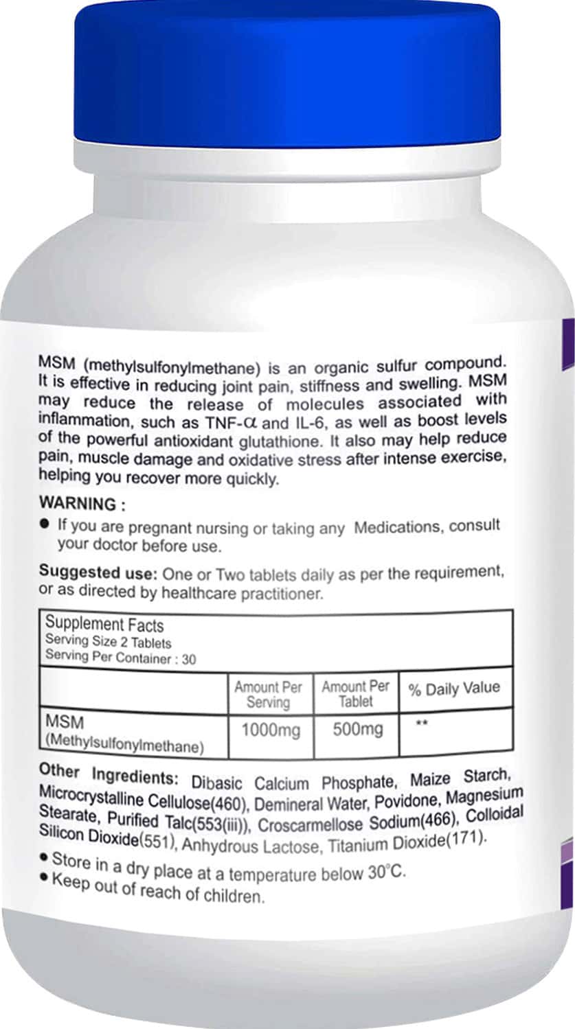Buy HEALTHVIT MSM METHYL SULFONYL MENTHANE 1000 MG - 60 TABLETS Online ...