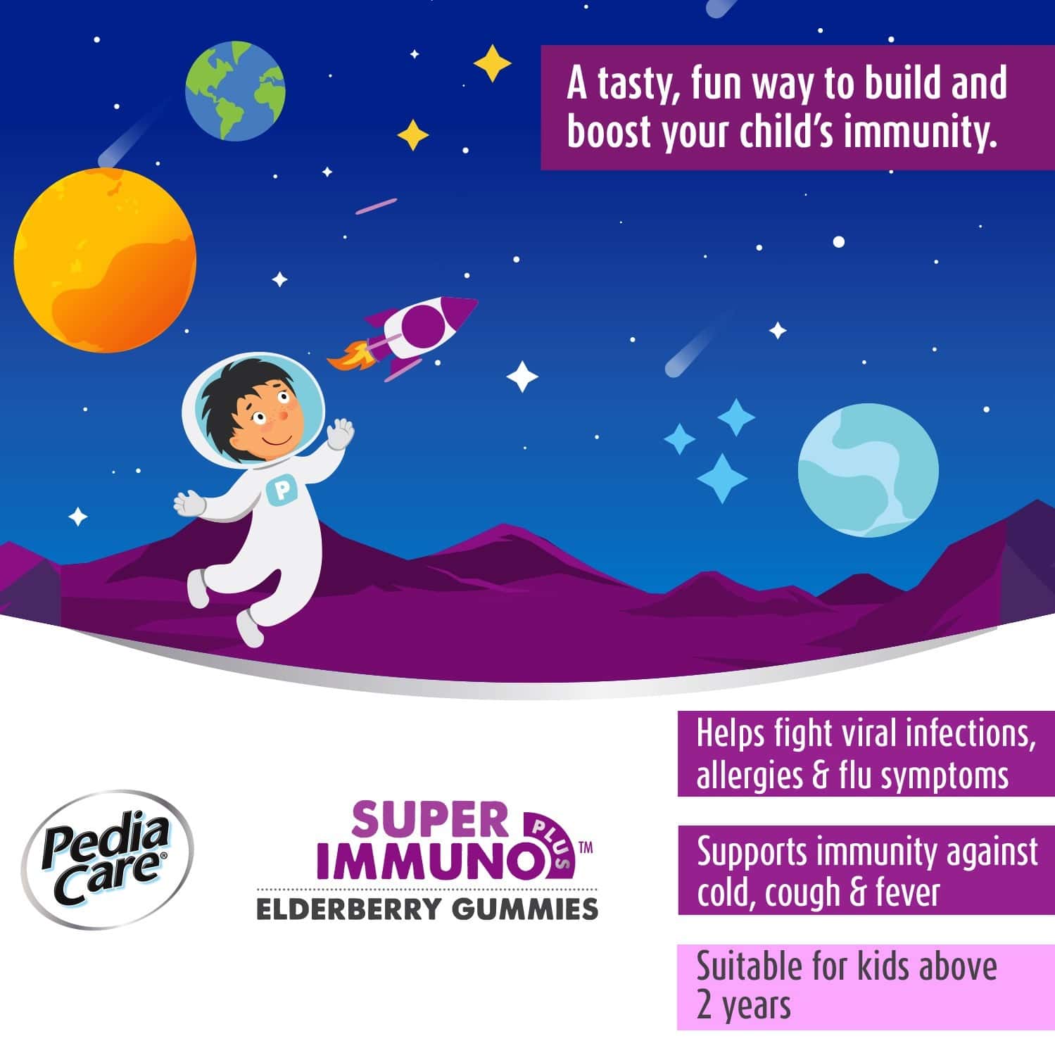 Buy PEDIACARE SUPER IMMUNO PLUS ELDERBERRY GUMMIES FOR KIDS ABOVE 2 ...