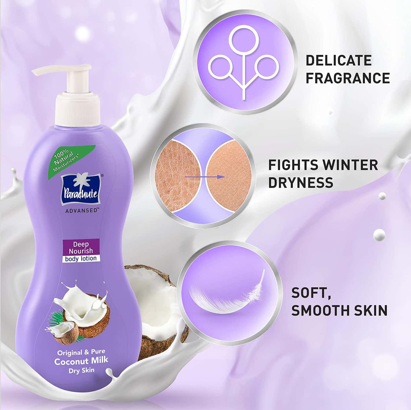 Buy PARACHUTE ADVANSED DEEP NOURISH BODY LOTION DRY SKIN MOISTURIZER ...