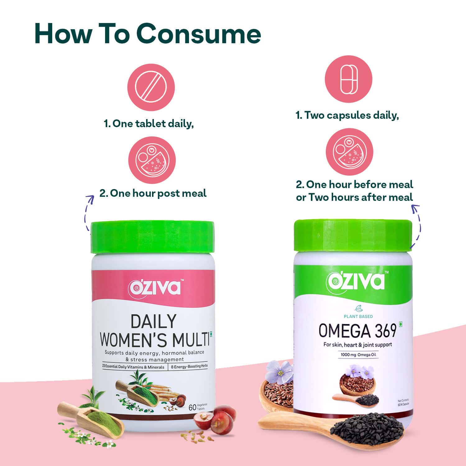 Buy OZIVA WOMEN WELLNESS COMBO: DAILY WOMENS MULTI TABLETS (60 NO ...