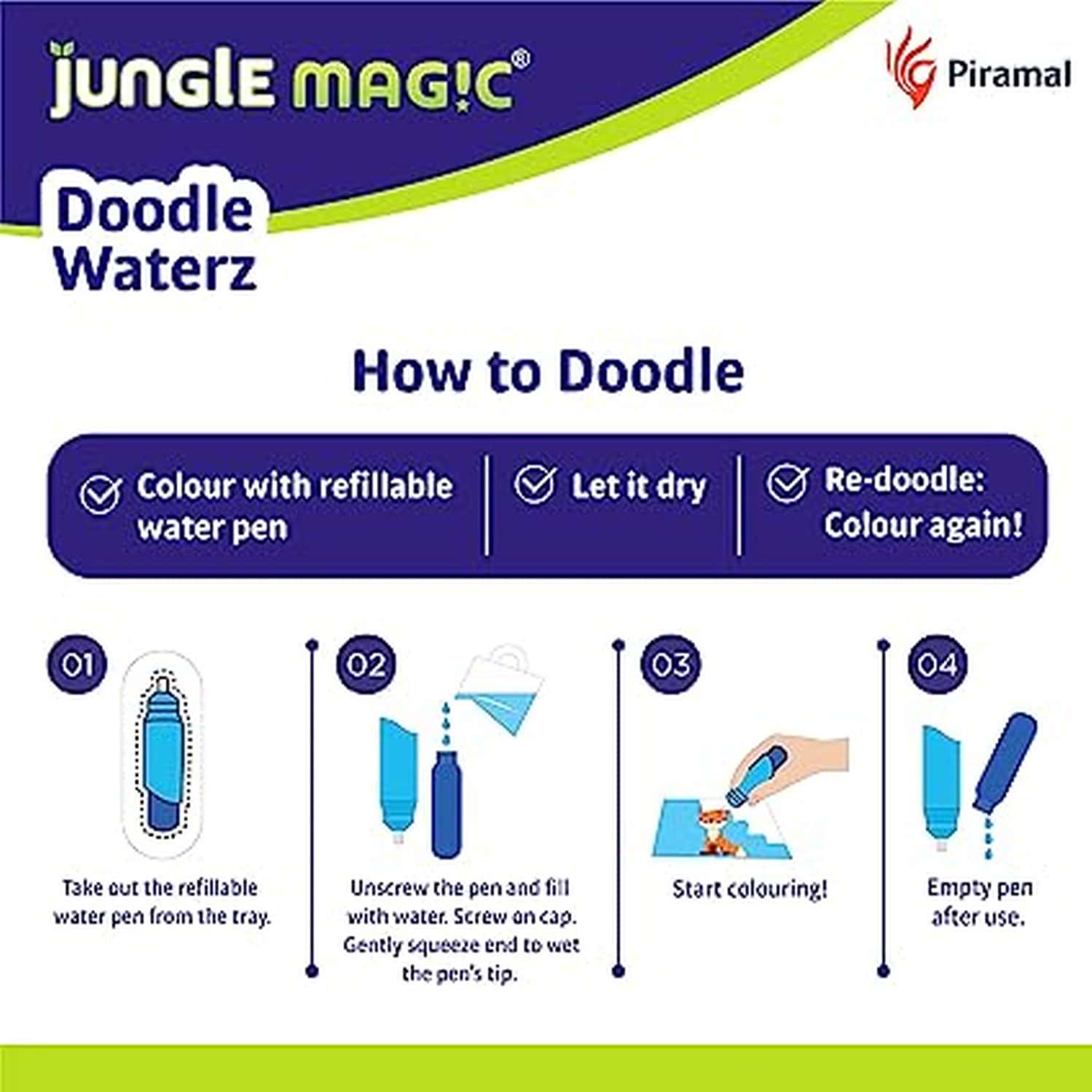 Buy JUNGLE MAGIC DOODLE WATERZ - REUSABLE I WATER COLOURING BOOK - VEHICLES Online & Get Upto 60 ...