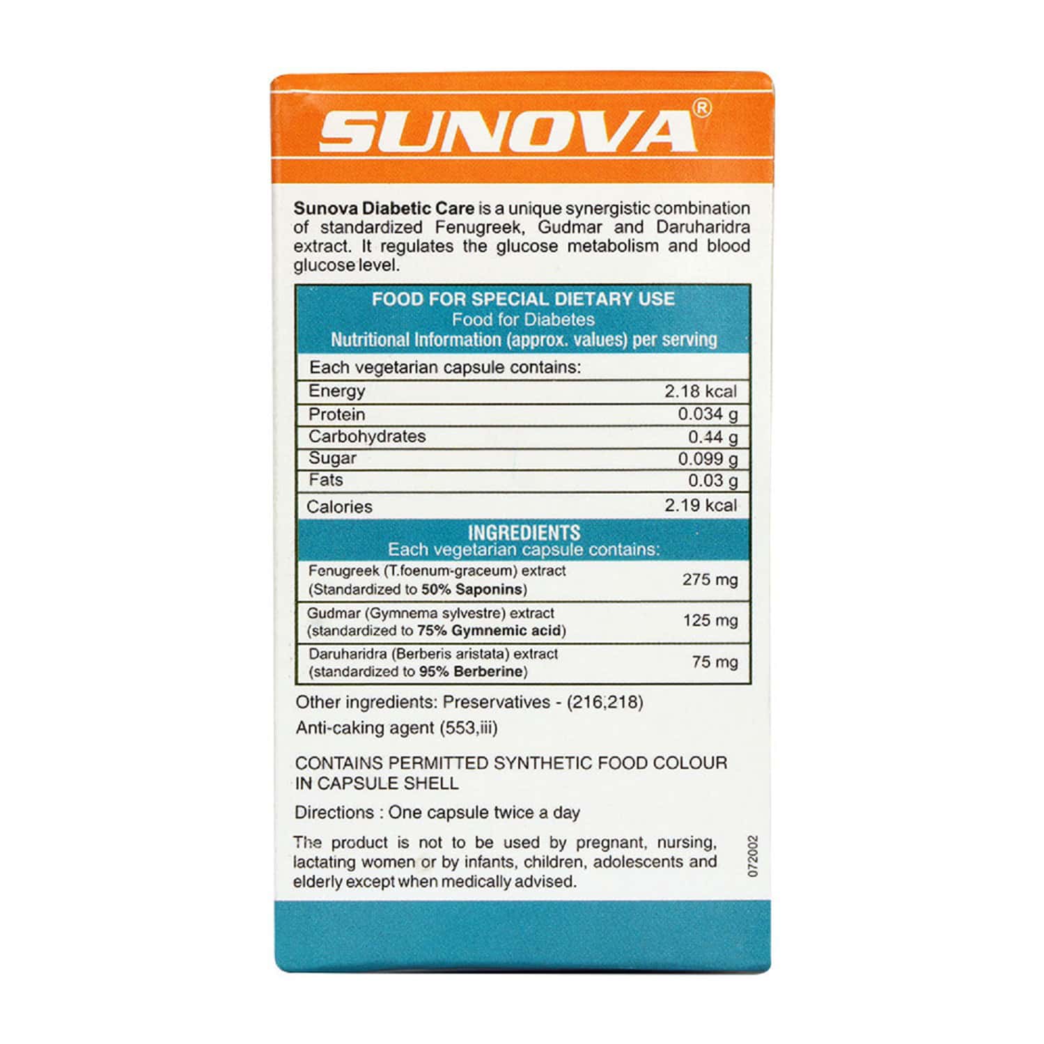 Buy SUNOVA DIABETIC CARE 60 VEG CAPSULES Online & Get Upto 60% OFF at ...