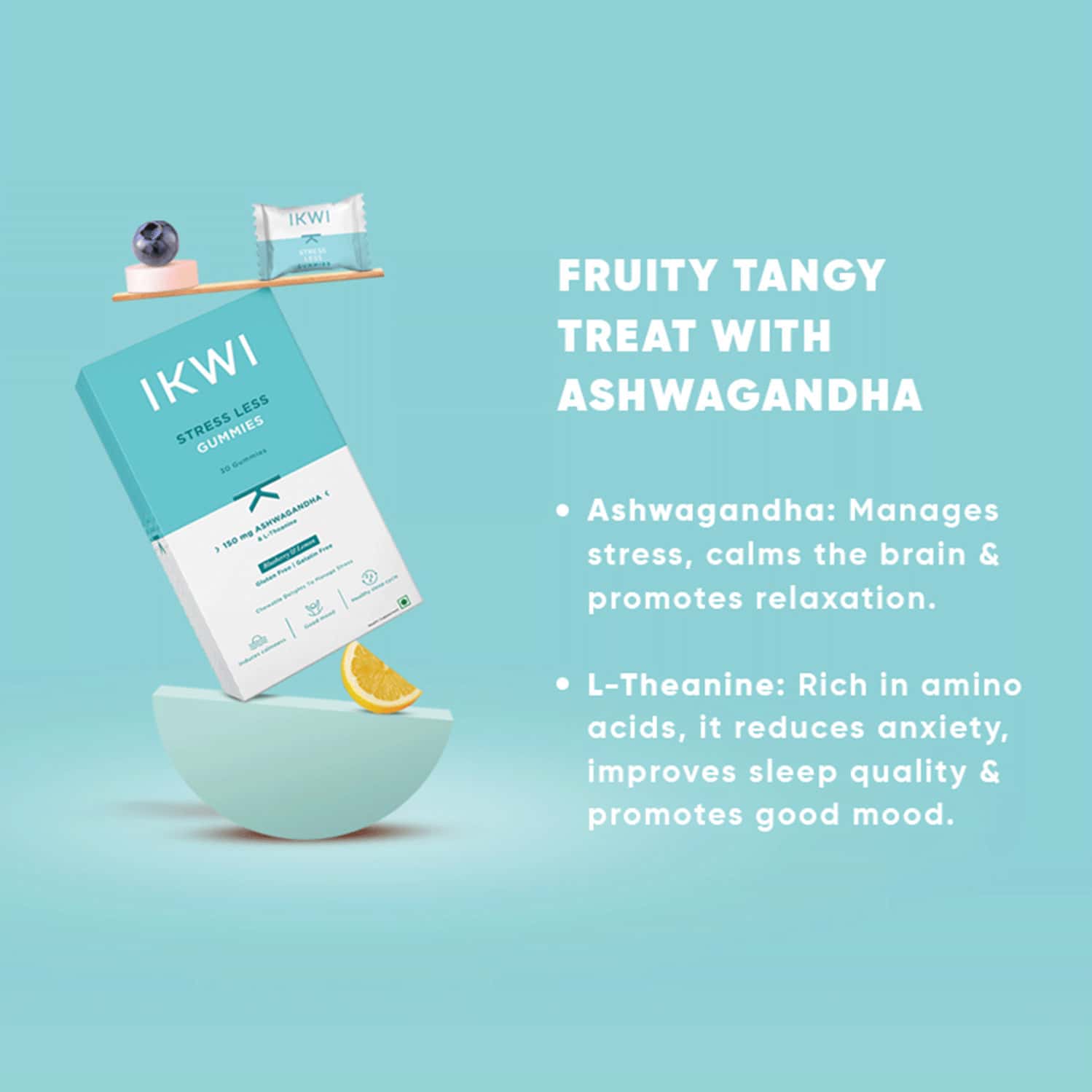Buy IKWI STRESS LESS GUMMIES WITH 150 MG ASHWAGANDHA & L-THEANINE ...