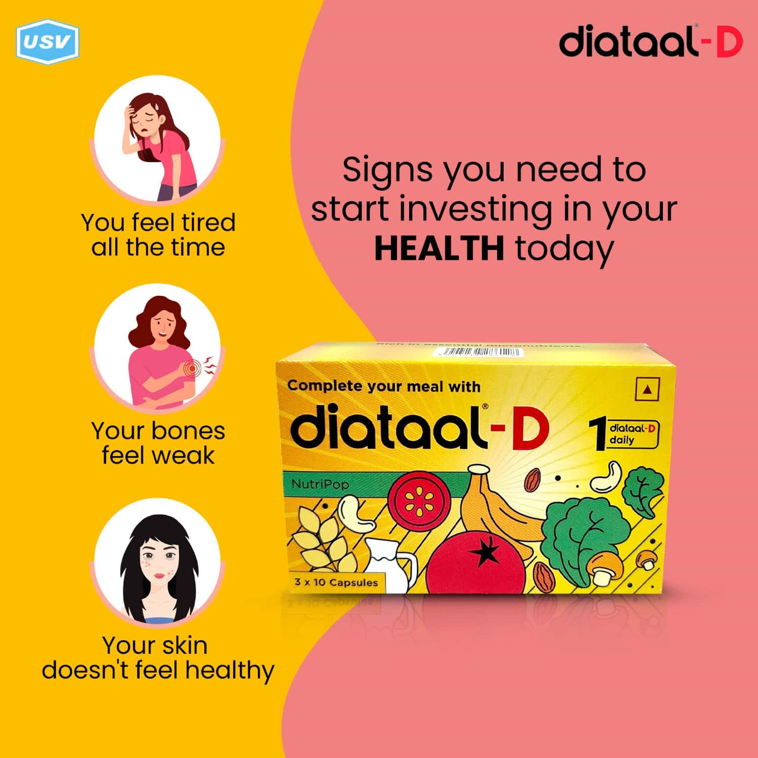 Buy DIATAAL-D MULTIVITAMIN WITH VITAMIN D FOR HEART HEALTH & STRONG ...