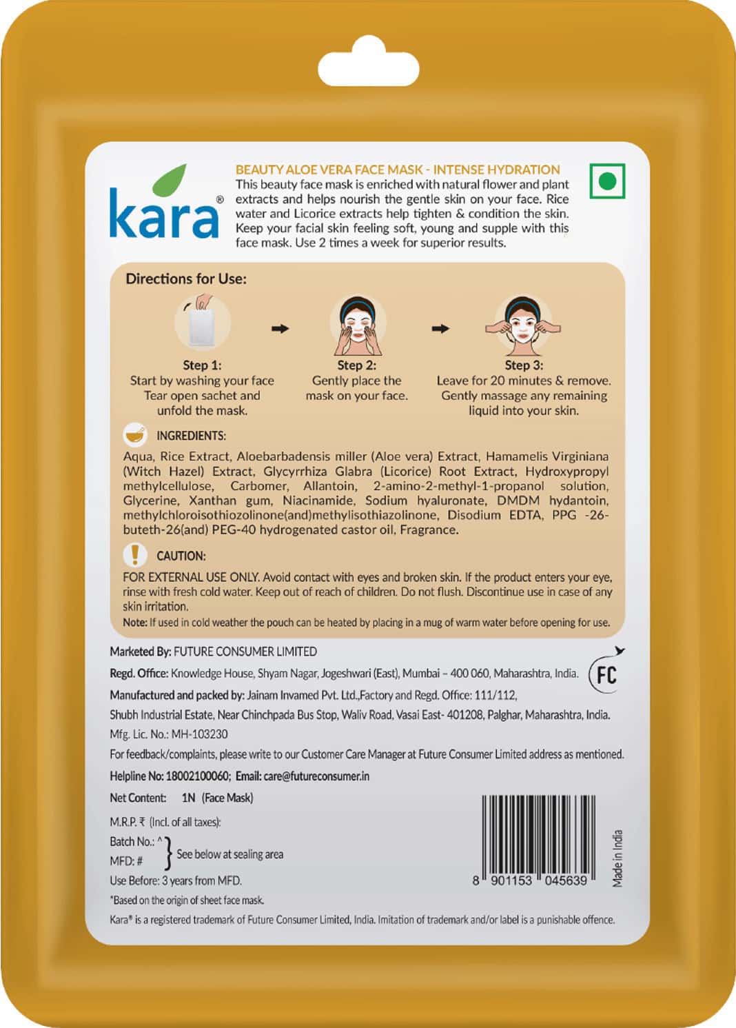 Buy KARA RICE WATER FACE MASK 1P Online & Get Upto 60% OFF at PharmEasy