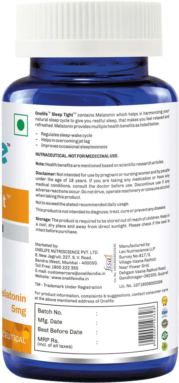 Buy ONELIFE SLEEP TIGHT 5MG - 60 TABLETS Online & Get Upto 60% OFF at ...