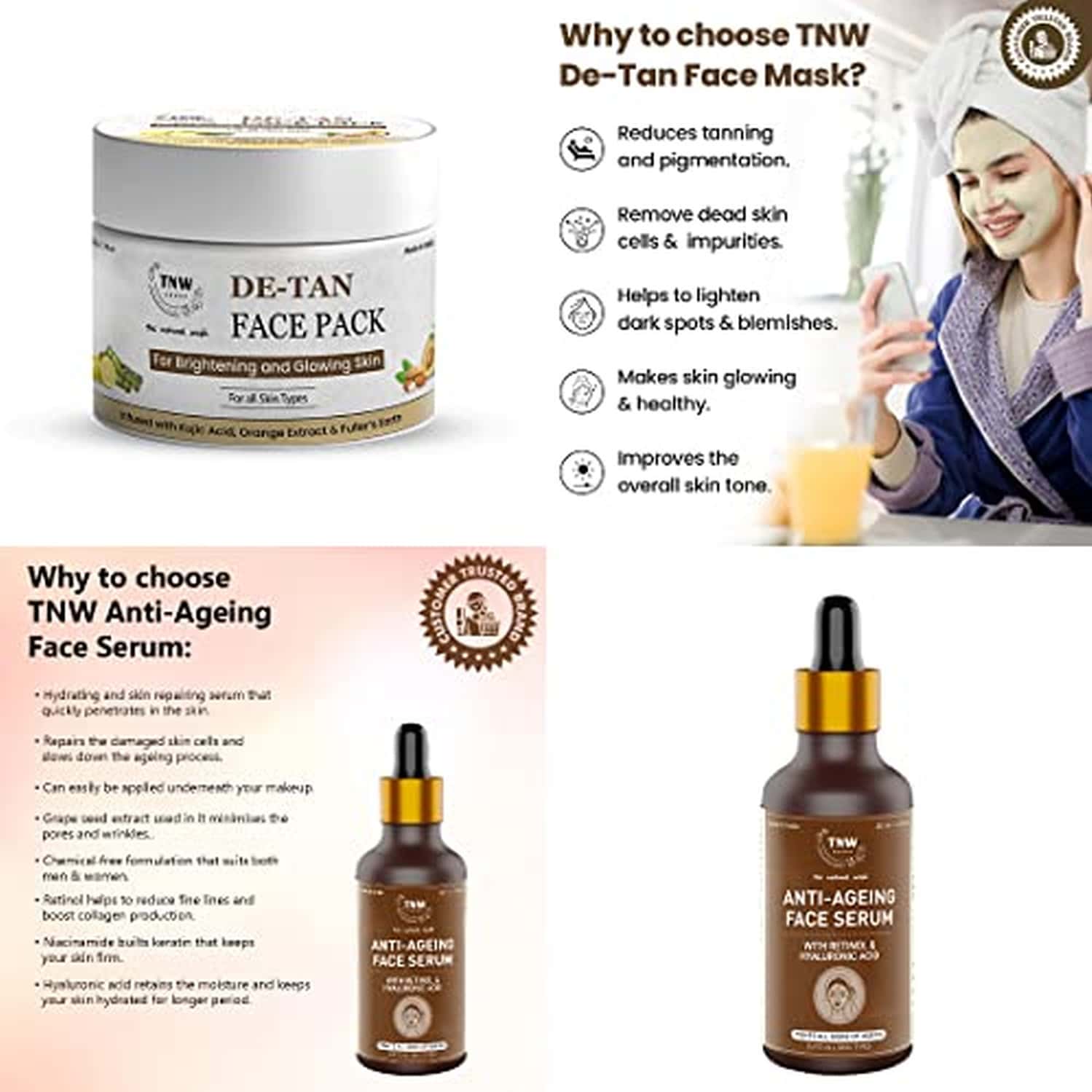 Buy TNW-THE NATURAL WASH DE-TAN FACE PACK & ANTI-AGEING FACE SERUM FOR ...