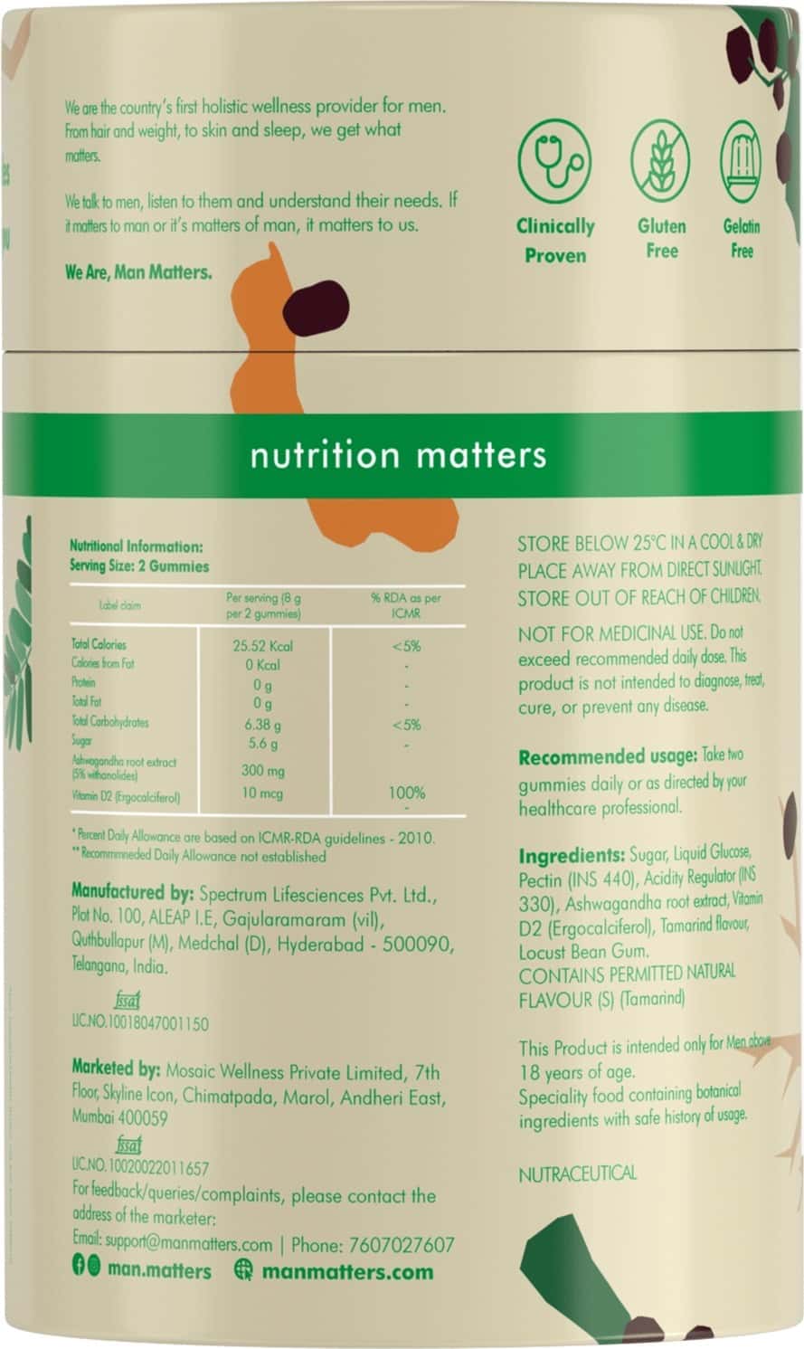 Buy MAN MATTERS NOURISH ASHWAGANDHA GUMMIES 60N Online & Get Upto 60% ...