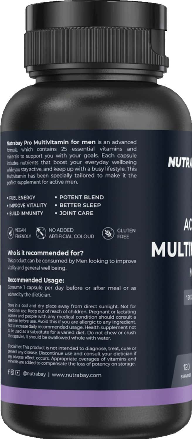 Buy NUTRABAY PRO ACTIVE MULTIVITAMIN MEN - 25 VITAMINS & MINERALS 120 ...