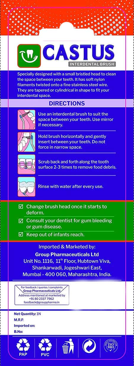 Buy CASTUS INTERDENTAL BRUSH 1 NO'S Online & Get Upto 60% OFF at PharmEasy