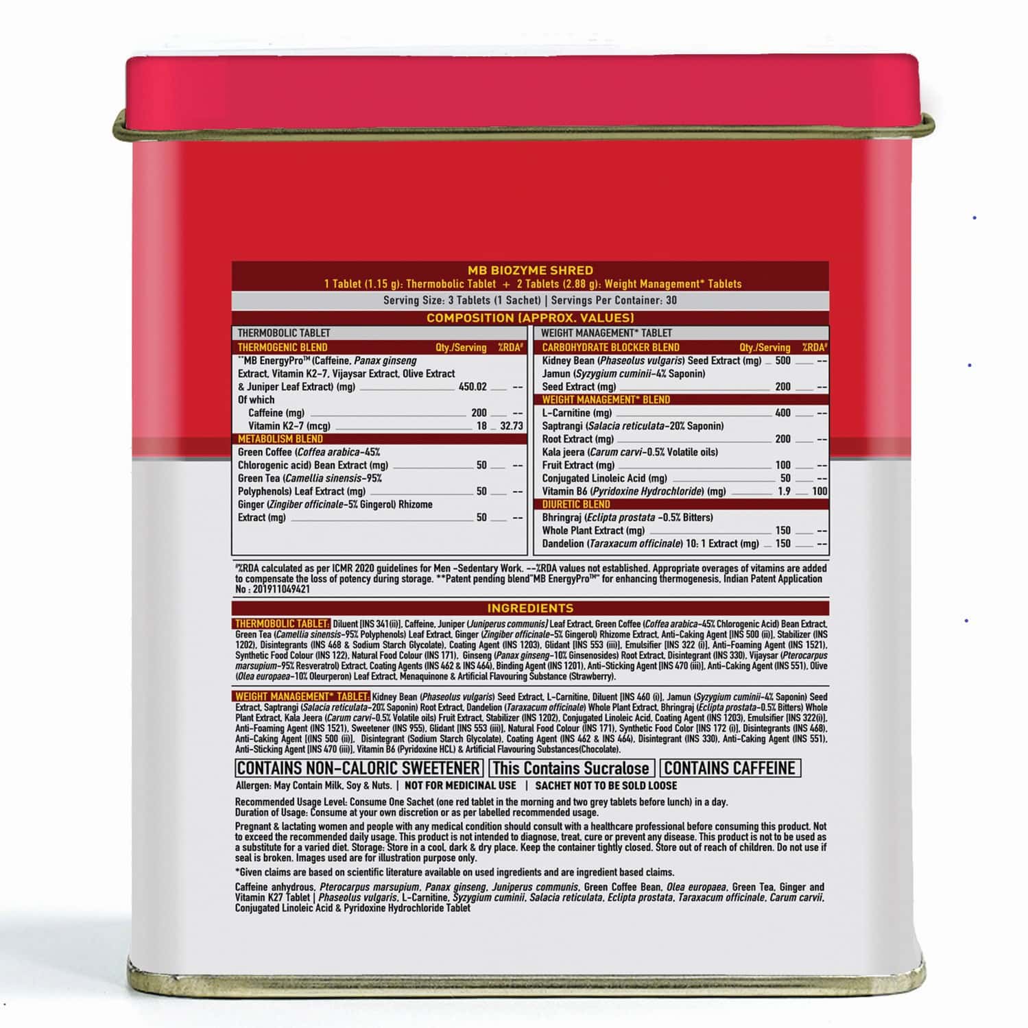 Buy MUSCLEBLAZE BIOZYME SHRED, 90 TABLETS, SUPPORTS WEIGHT MANAGEMENT ...