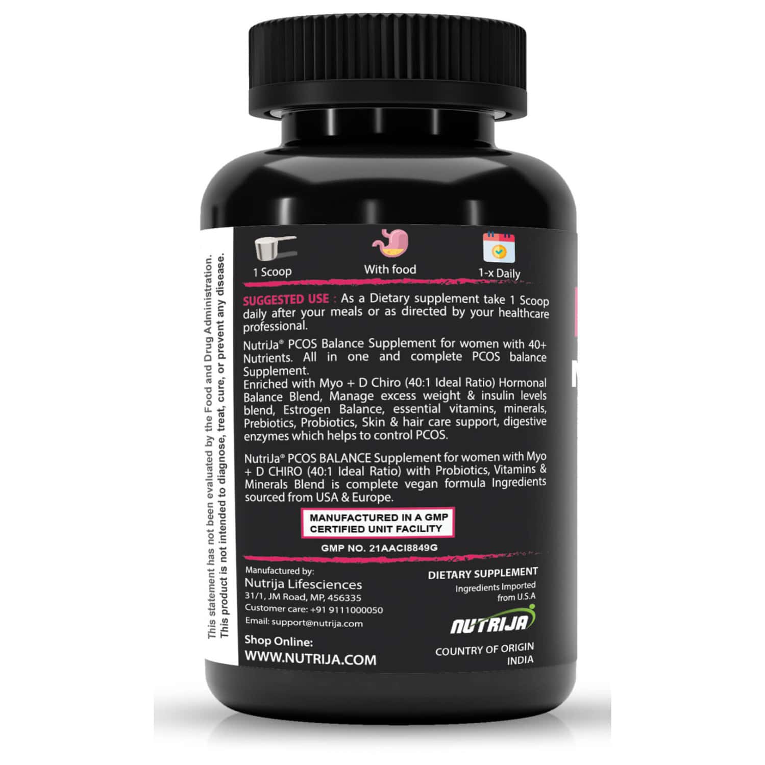 Buy NUTRIJA PCOS BALANCE SUPPLEMENT 40+ INGREDIENTS FORTIFIED WITH PCOS ...