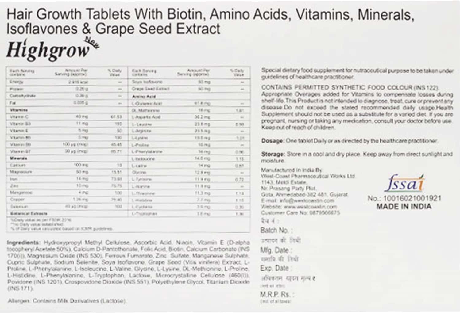 Buy NEW HIGHGROW STRIP OF 10 TABLETS Online & Get Upto 60% OFF at PharmEasy