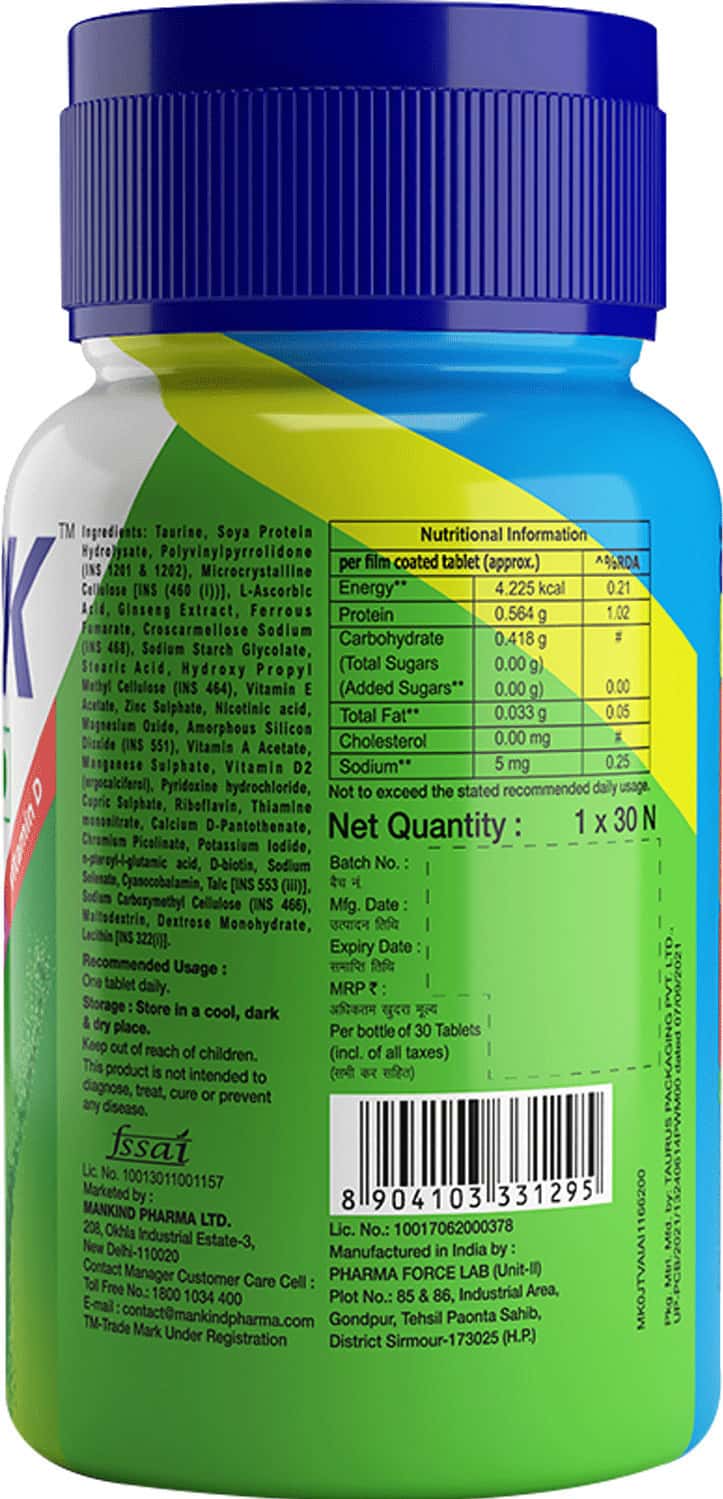 Buy MANKIND HEALTH OK MULTI VITAMIN MULTIMINERAL WITH GINSENG IMMUNITY ...