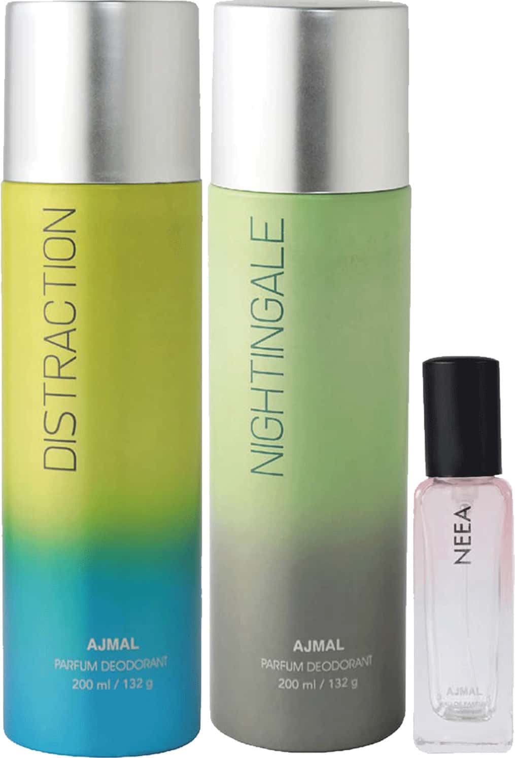 Buy AJMAL DISTRACTION & NIGHTINGALE DEO EACH 200ML & NEEA EDP 20ML PACK ...