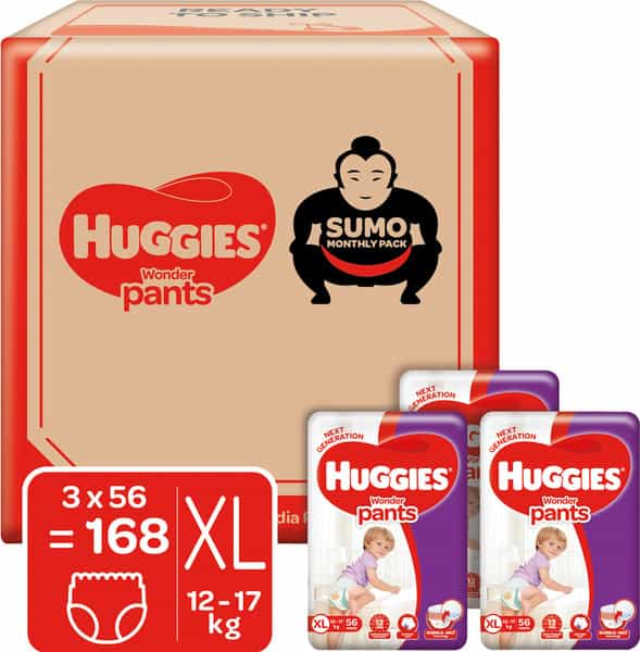 Buy HUGGIES WONDER PANTS DIAPERS SUMO PACK EXTRA LARGE (168 COUNT ...