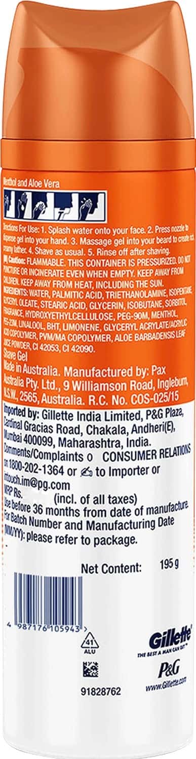 Buy GILLETTE PRO SHAVING GEL ICY COOL WITH MENTHOL-200ML Online & Get ...