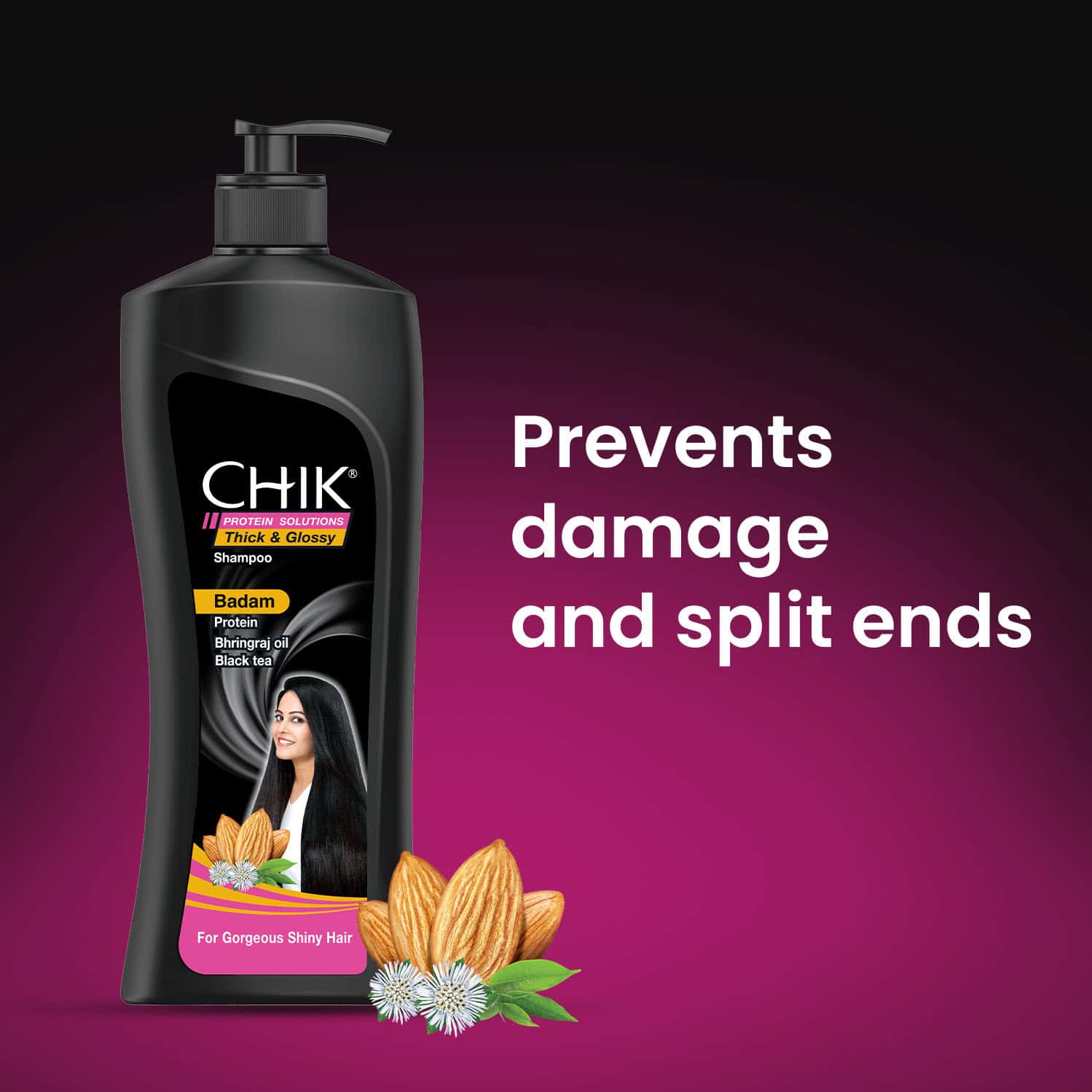 Buy CHIK PROTEIN SOLUTION THICK AND GLOSSY SHAMPOO, WITH BADAM PROTEIN ...