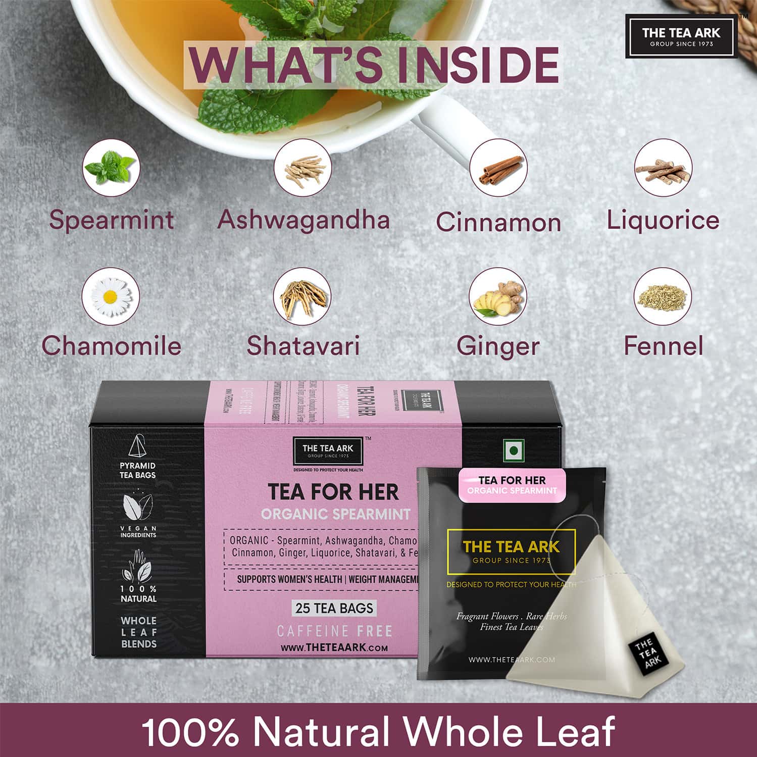Buy THE TEA ARK ORGANIC SPEARMINT TEA FOR PCOS PCOD FOR WOMEN, 25 TEA ...