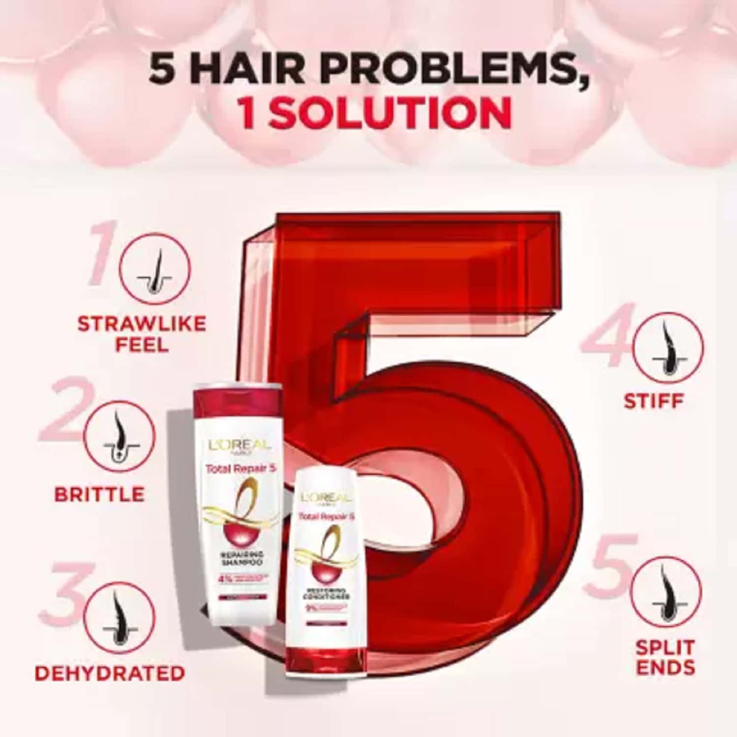 Buy L'OREAL PARIS TOTAL REPAIR 5 REPAIRING SHAMPOO FOR DAMAGED HAIR ...