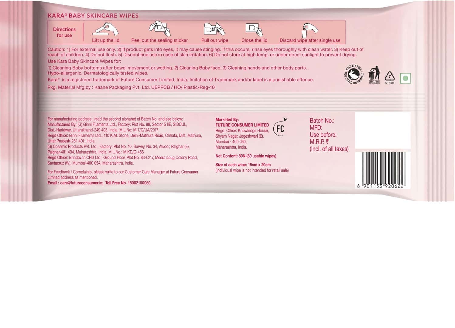 Buy KARA BABY CLEANSING WIPES PACKET OF 80 Online & Get Upto 60% OFF at ...