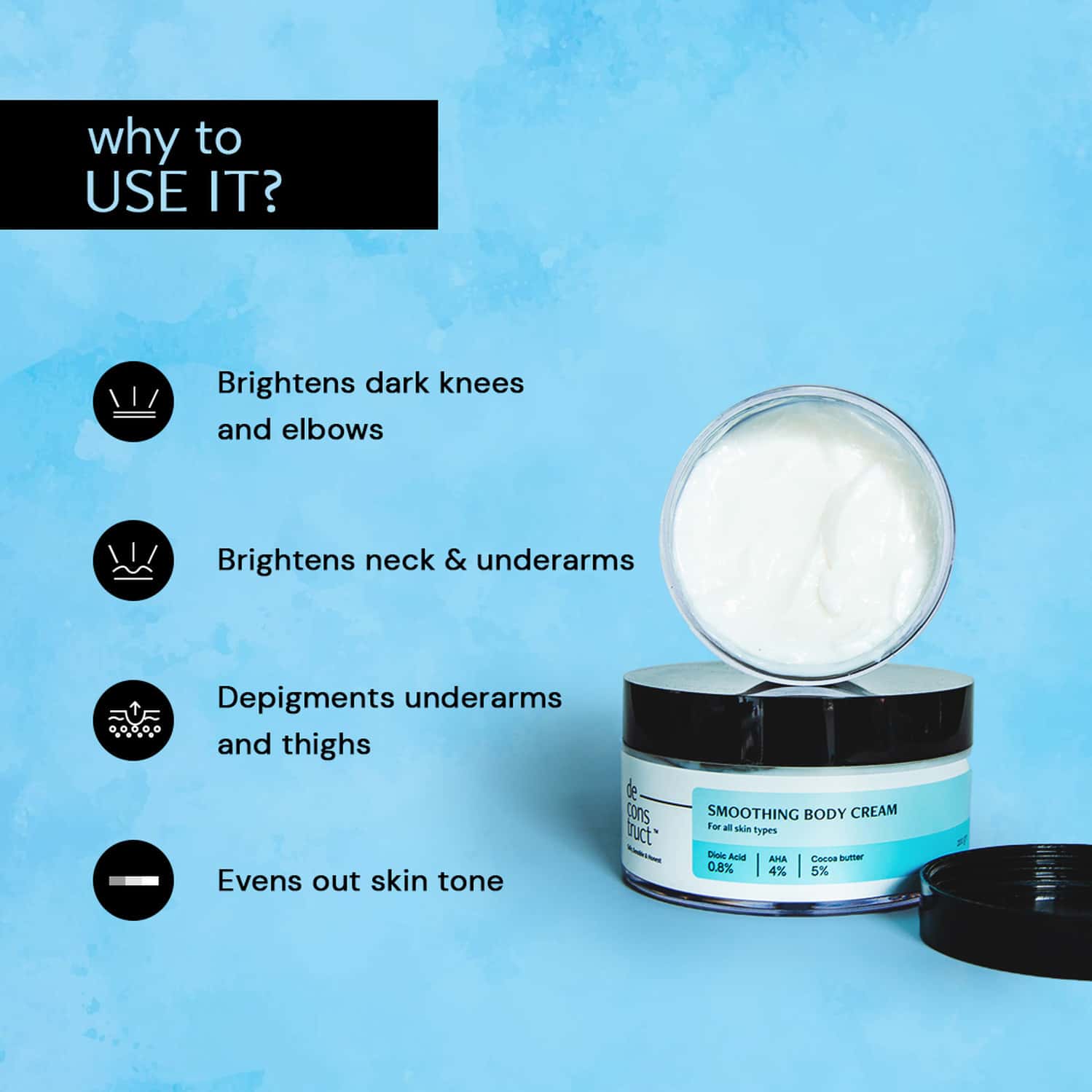 Buy DECONSTRUCT SMOOTHING BODY CREAM- 0.8% DIOIC ACID + 4% AHA + 5% ...