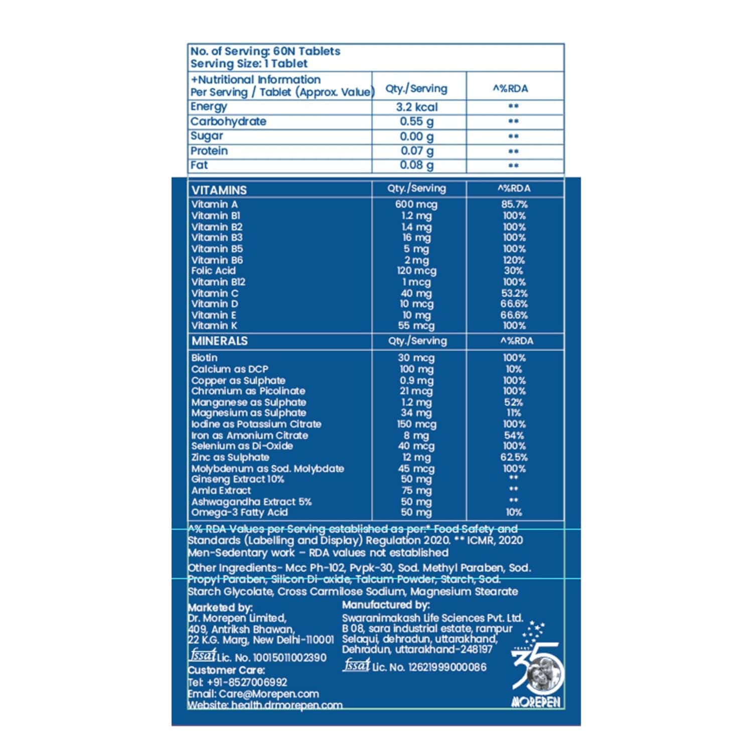 Buy DR. MOREPEN MULTIVITAMINS MEN, 60 TABLETS & OMEGA3 DEEP SEA FISH ...