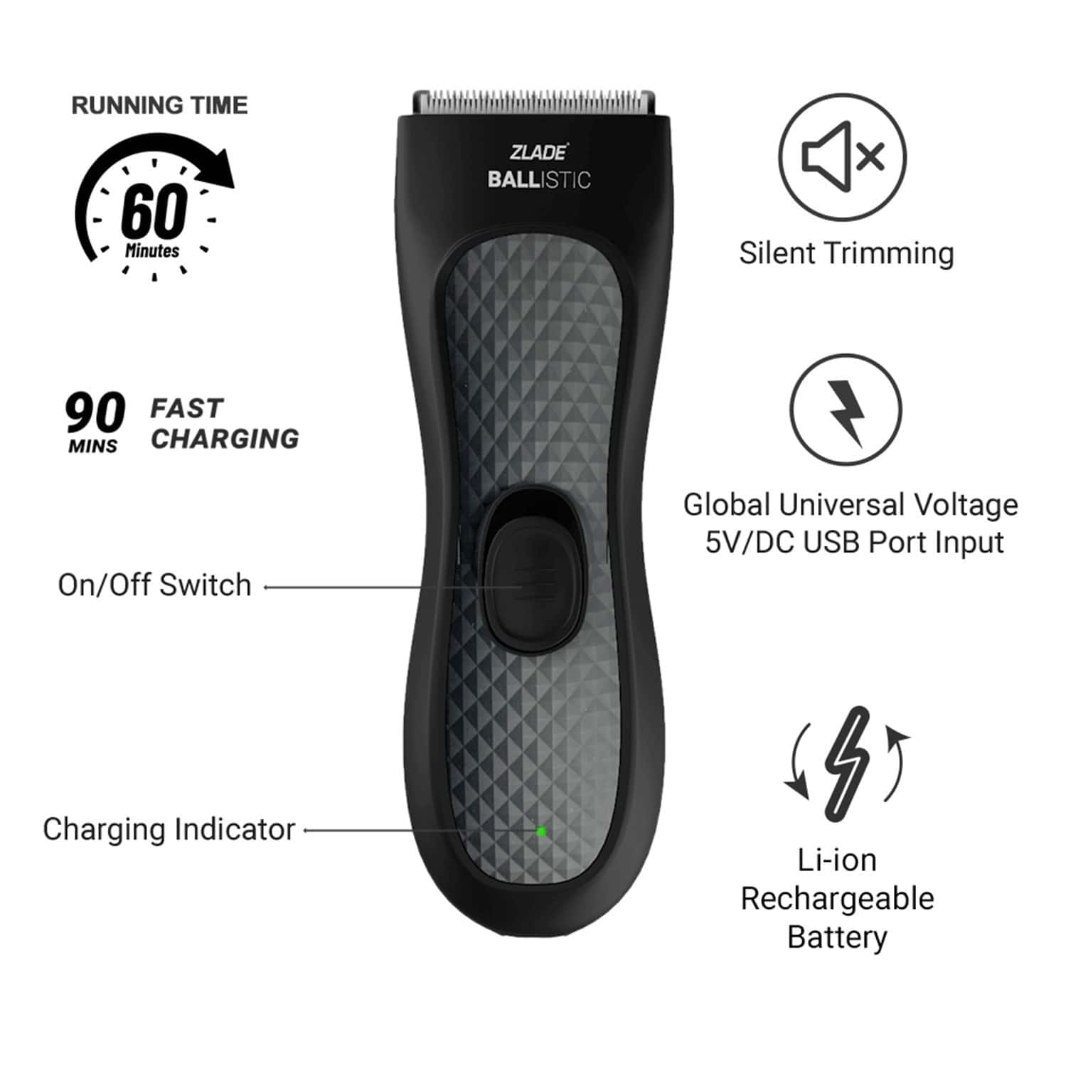 Buy ZLADE BALLISTIC MANSCAPING BODY TRIMMER FOR MEN - BEARD BODY PUBIC ...