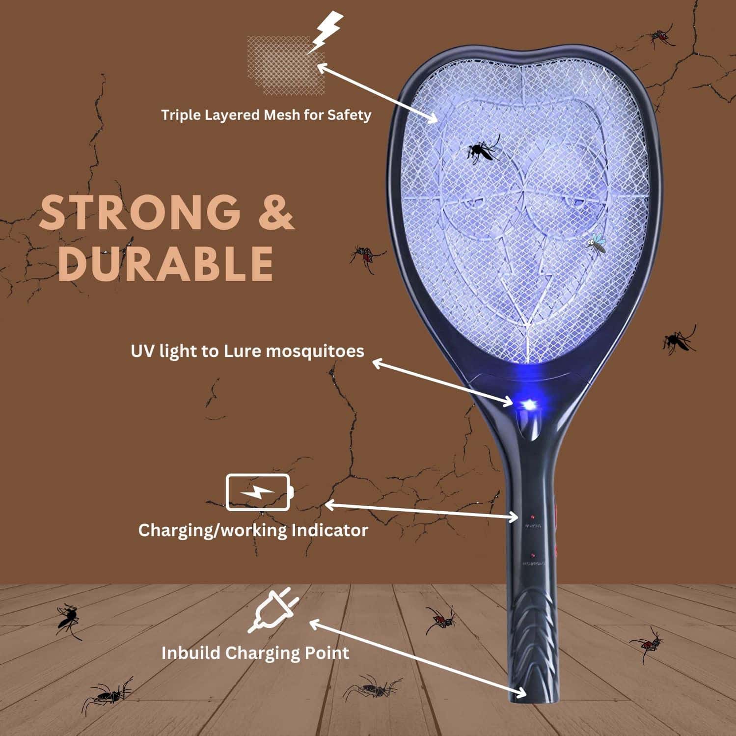 Buy DUDKI RECHARGEABLE ANTI MOSQUITO RACQUET INSECT KILLER BAT WITH 6 ...