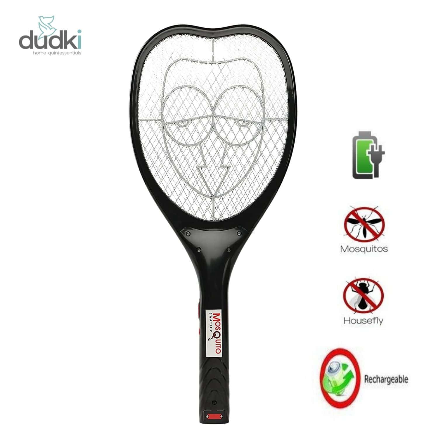 Buy DUDKI RECHARGEABLE ANTI MOSQUITO RACQUET INSECT KILLER BAT WITH 6 ...