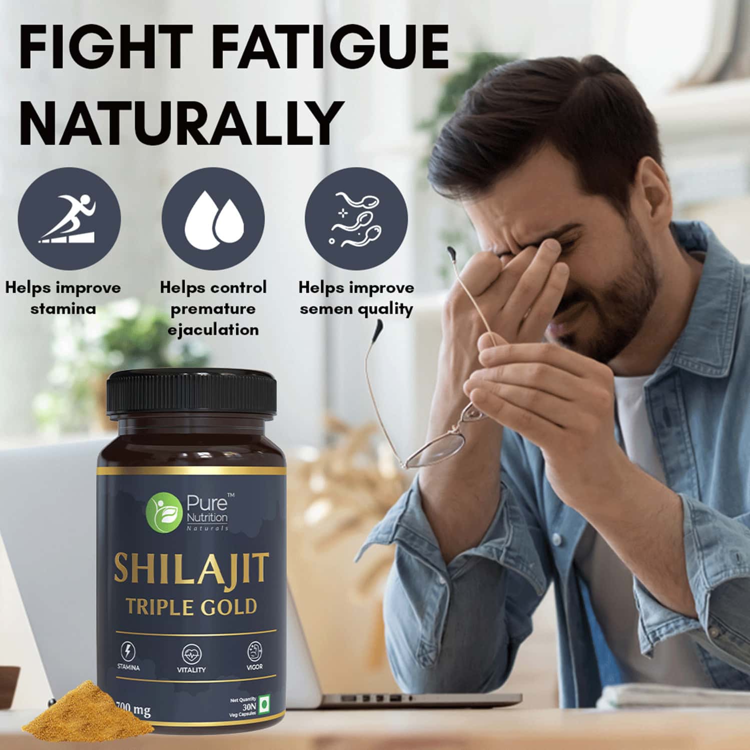 Buy PURE NUTRITION SHILAJIT GOLD CAPSULES FOR MEN | STRENGTH, STAMINA ...