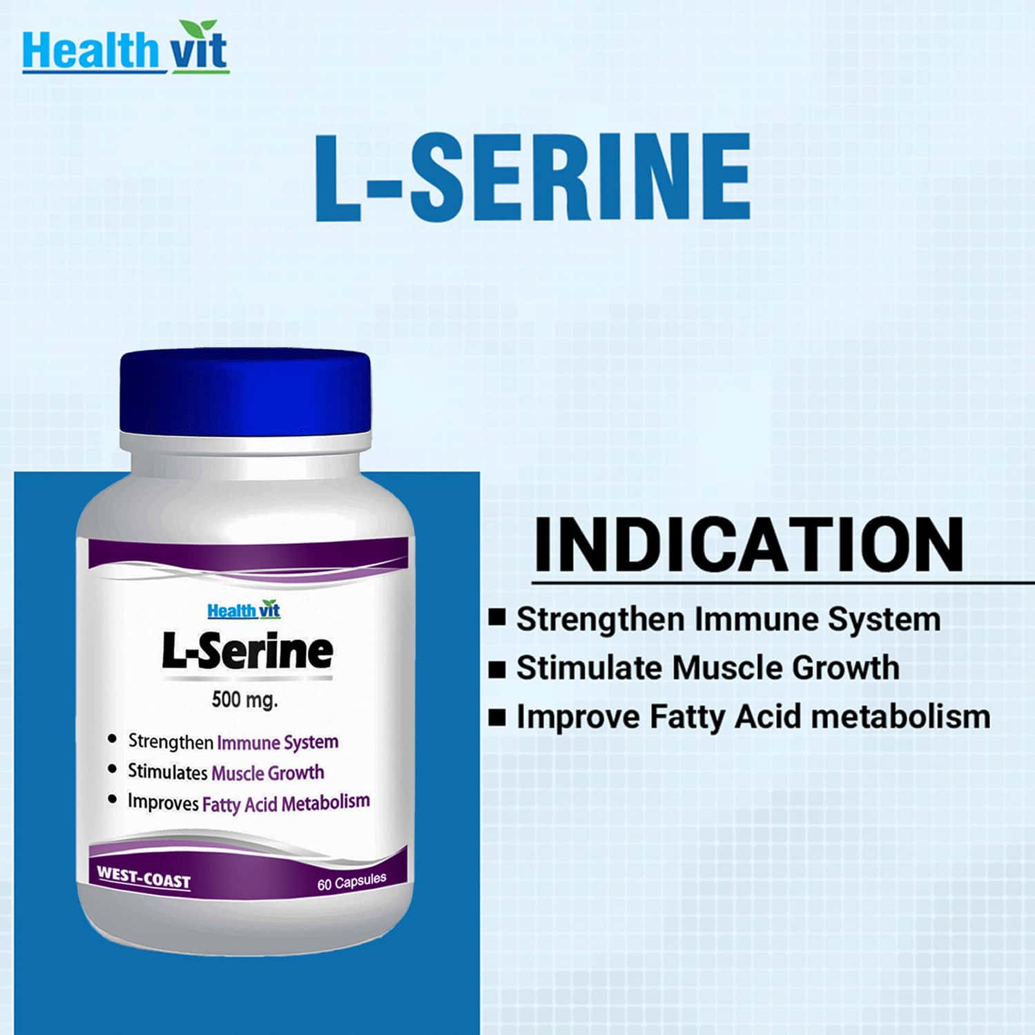 Buy HEALTHVIT L-SERINE 500 MG - 60 CAPSULES Online & Get Upto 60% OFF ...
