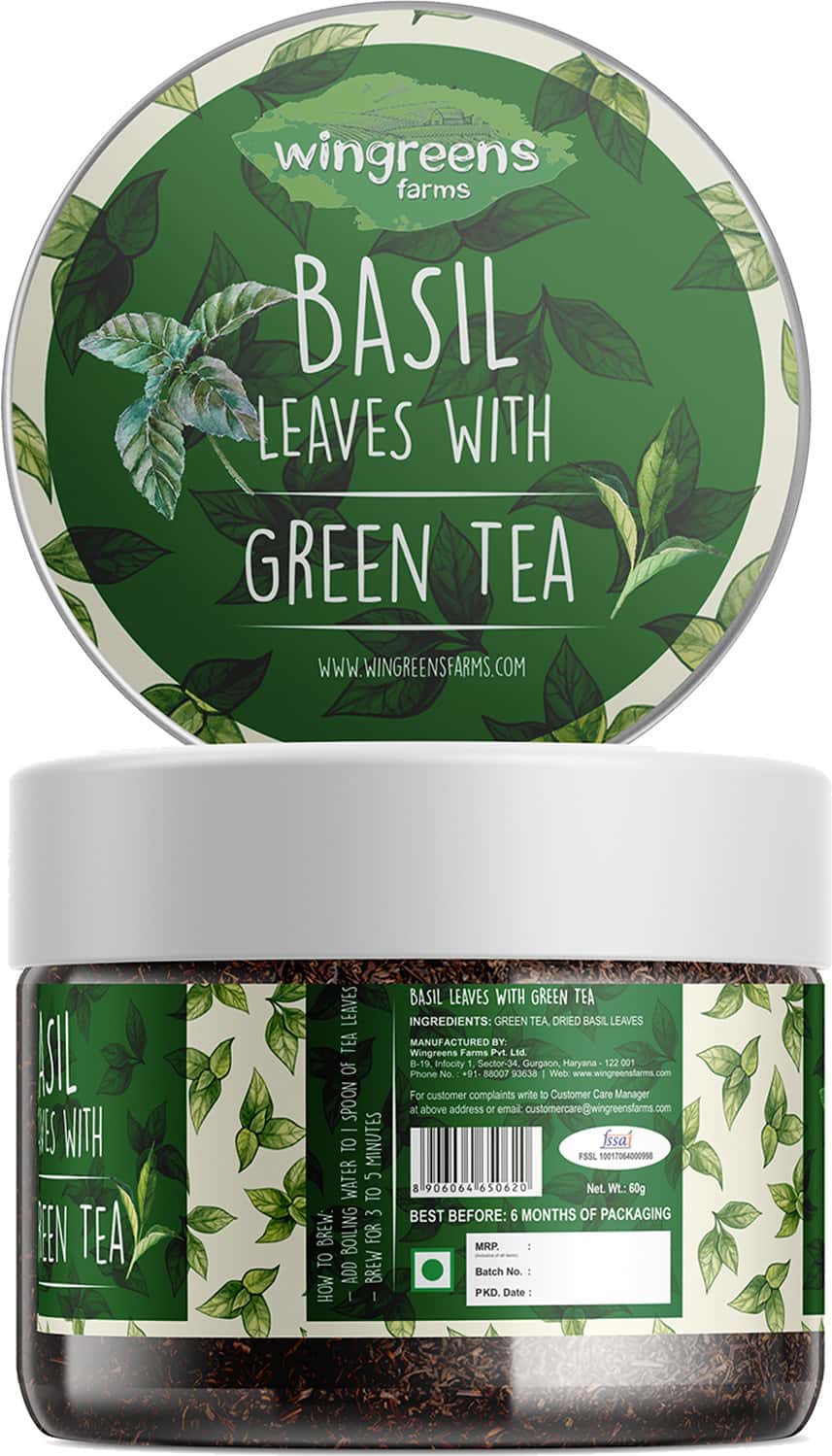 Buy WINGREENS FARMS BASIL LEAVES WITH GREEN TEA | 60G JAR Online & Get ...