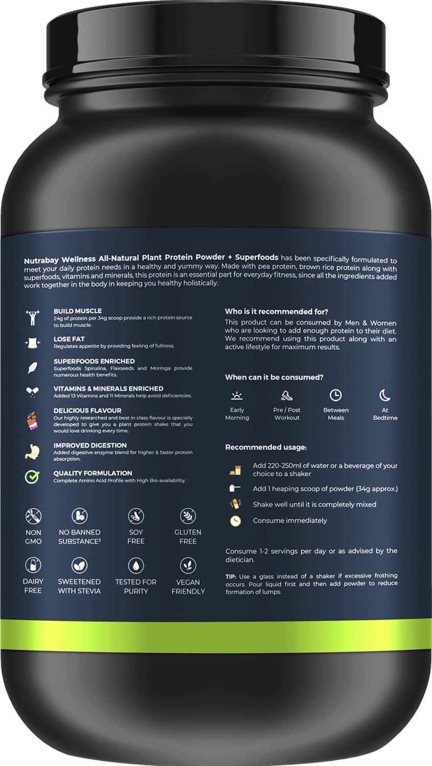 Buy NUTRABAY WELLNESS ALL-NATURAL PLANT PROTEIN POWDER + SUPERFOODS ...