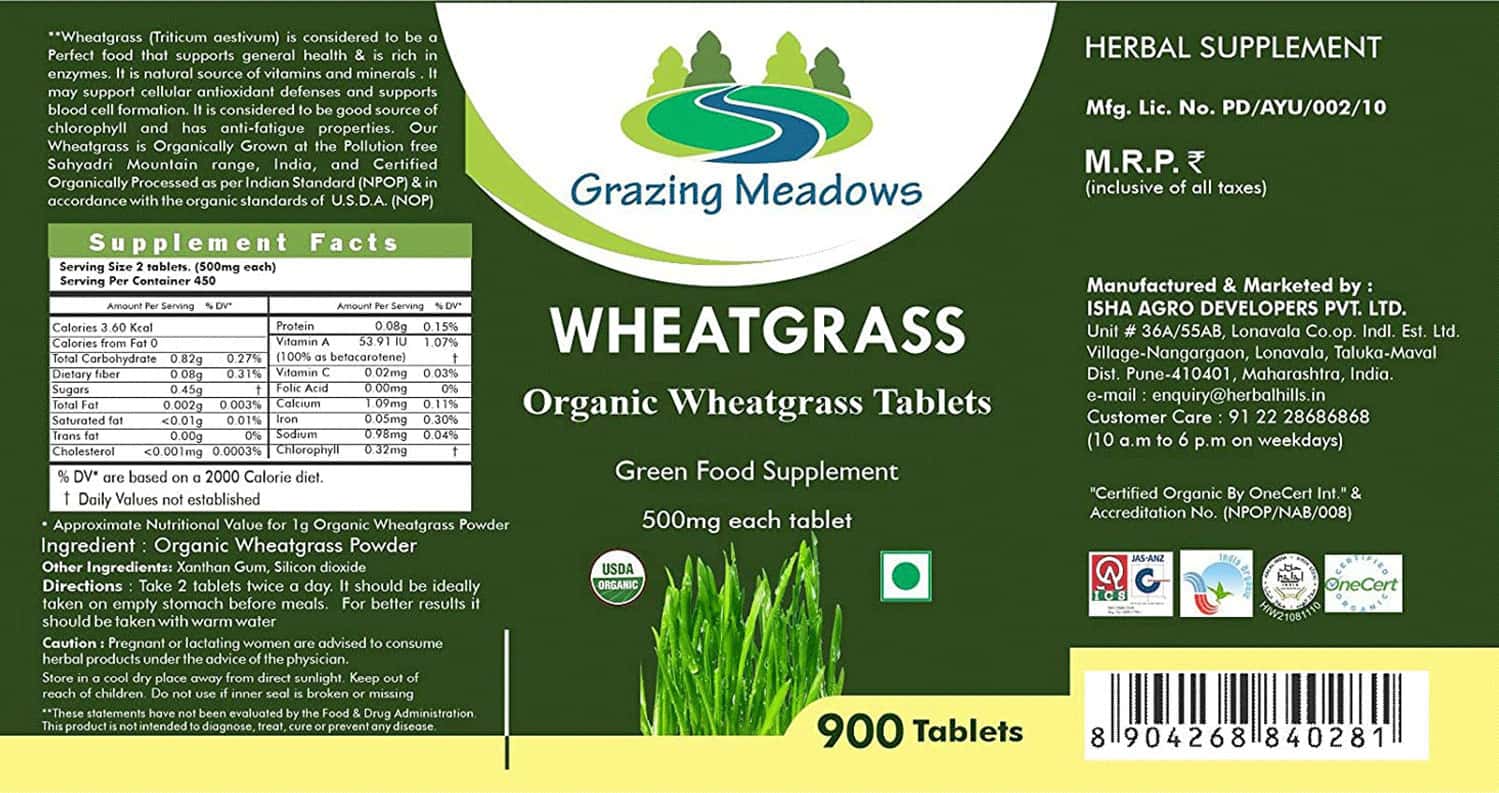 Buy GRAZING MEADOWS WHEATGRASS 500 MG - 900 TABLETS (PACK OF 5) Online ...