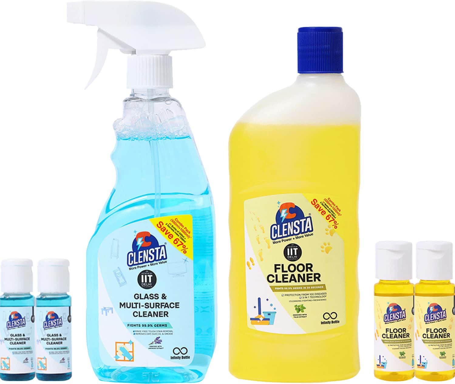 Buy CLENSTA GERM FREE HOME COMBO - FLOOR CLEANER (1500ML) & GLASS ...