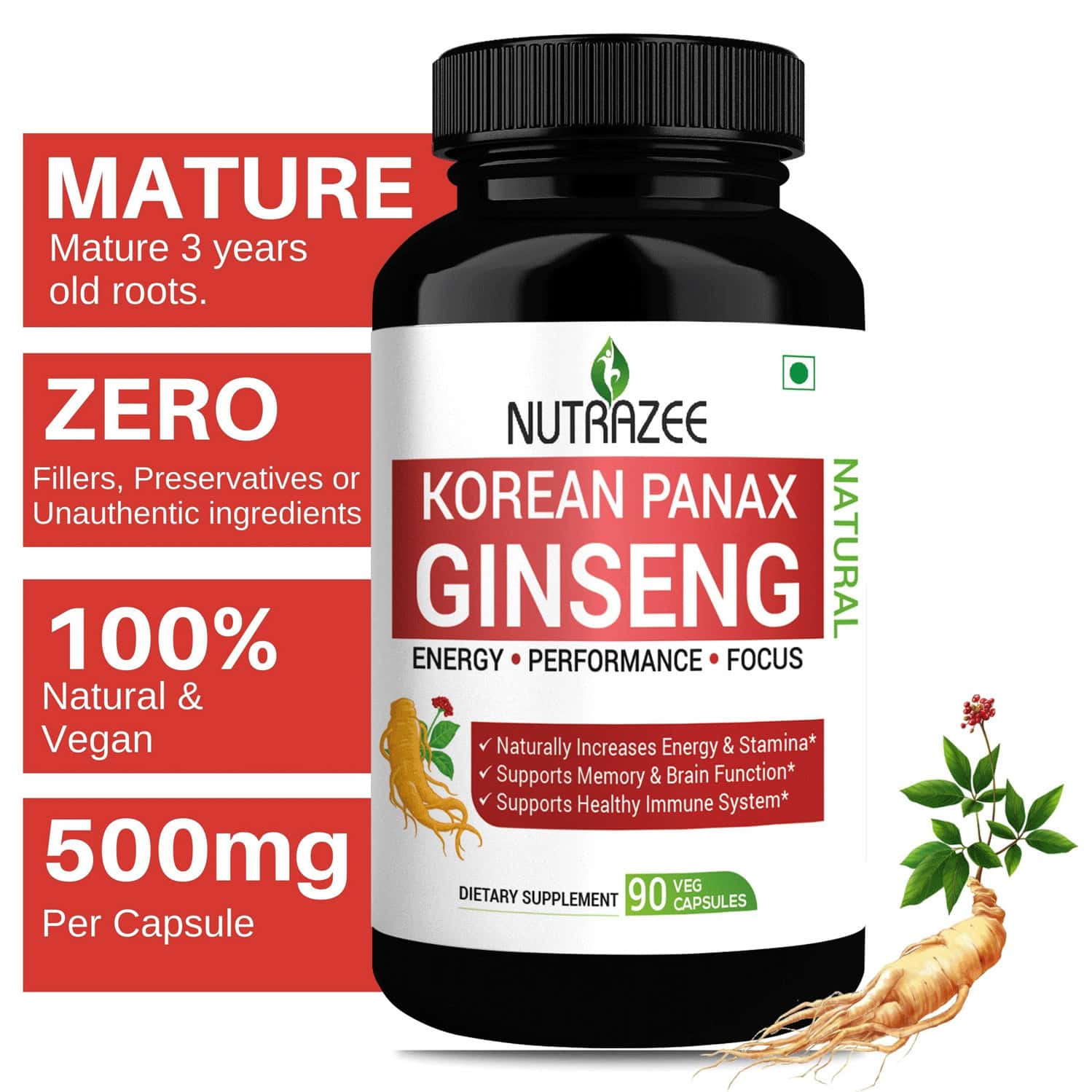 Buy NUTRAZEE KOREAN RED PANAX GINSENG 500MG - 90 VEGAN CAPSULES Online & Get Upto 60% OFF at ...
