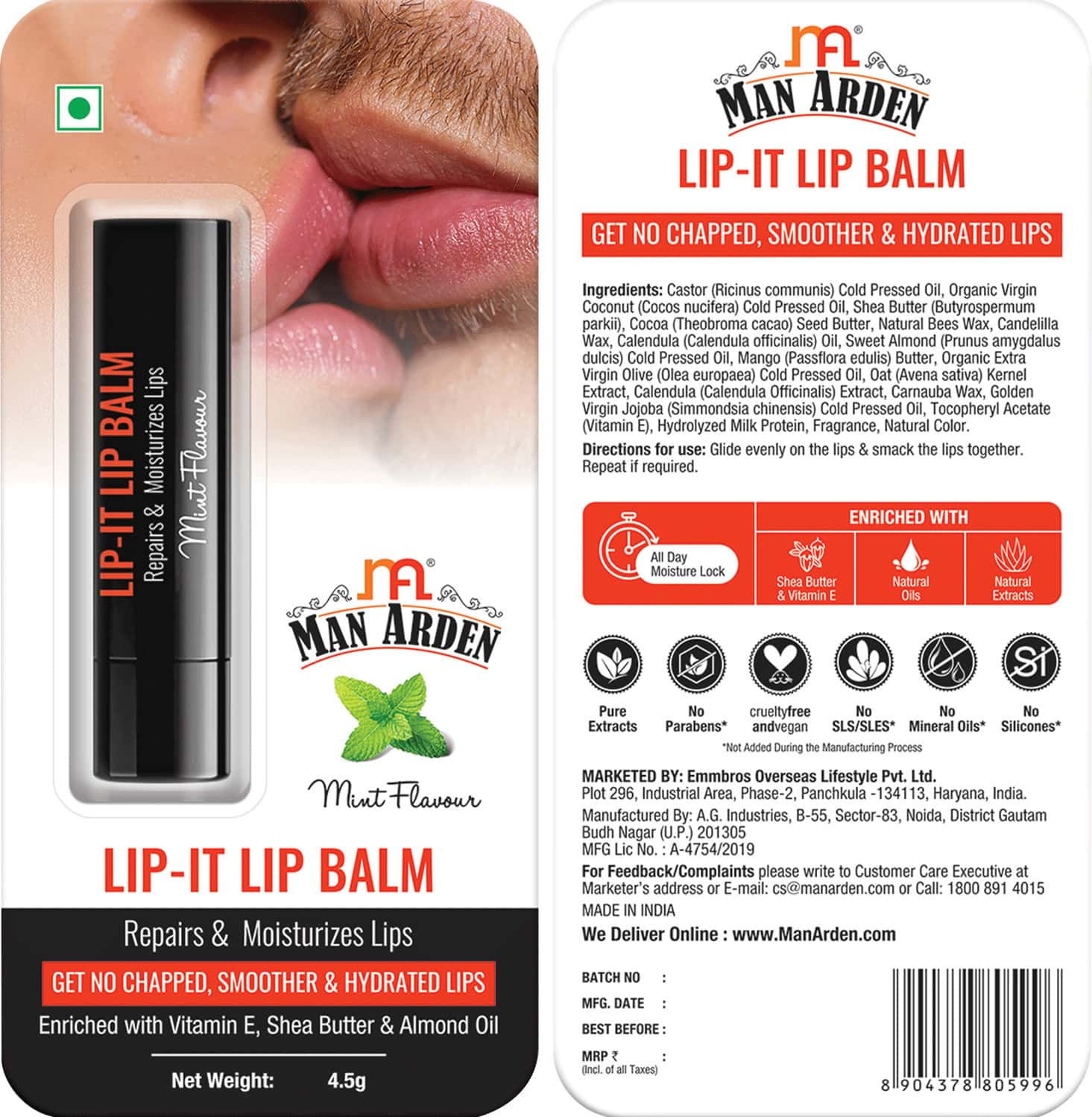 Buy MAN ARDEN LIP-IT LIP BALM FOR MEN REPAIRS & MOISTURIZES LIPS ALMOND ...