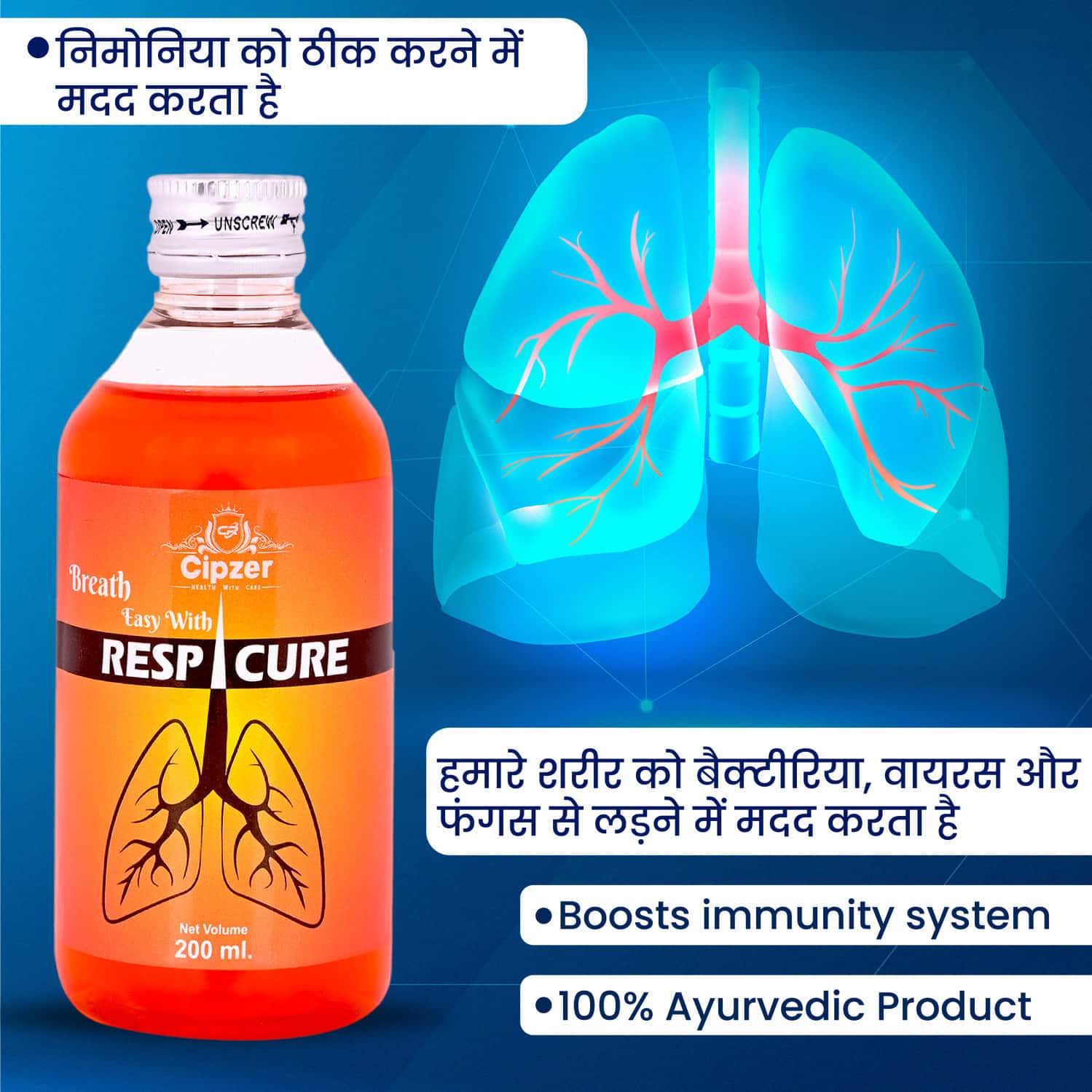 Buy CIPZER RESPICURE SYRUP HELPS MANAGE PNEUMONIA,GIVES RELIEF FROM ...