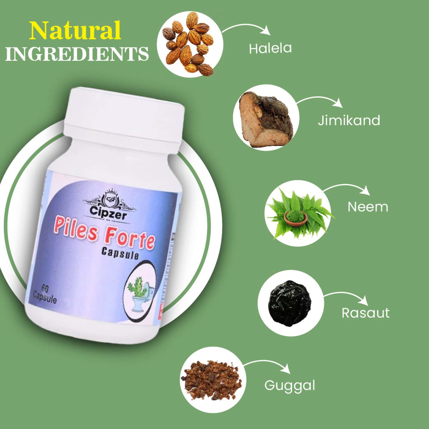 Buy CIPZER PILES FORTE CAPSULES RELIEF FOR PILES, HEMORRHOIDS, BAVASIR ...