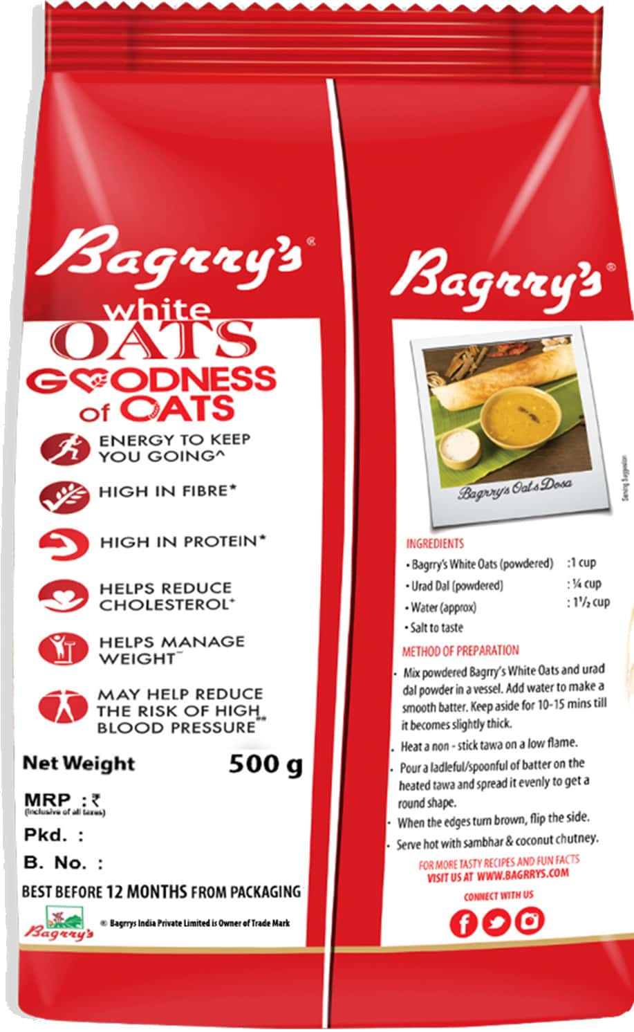 Buy BAGRRYS OATS 500 GM POUCH Online & Get Upto 60% OFF at PharmEasy